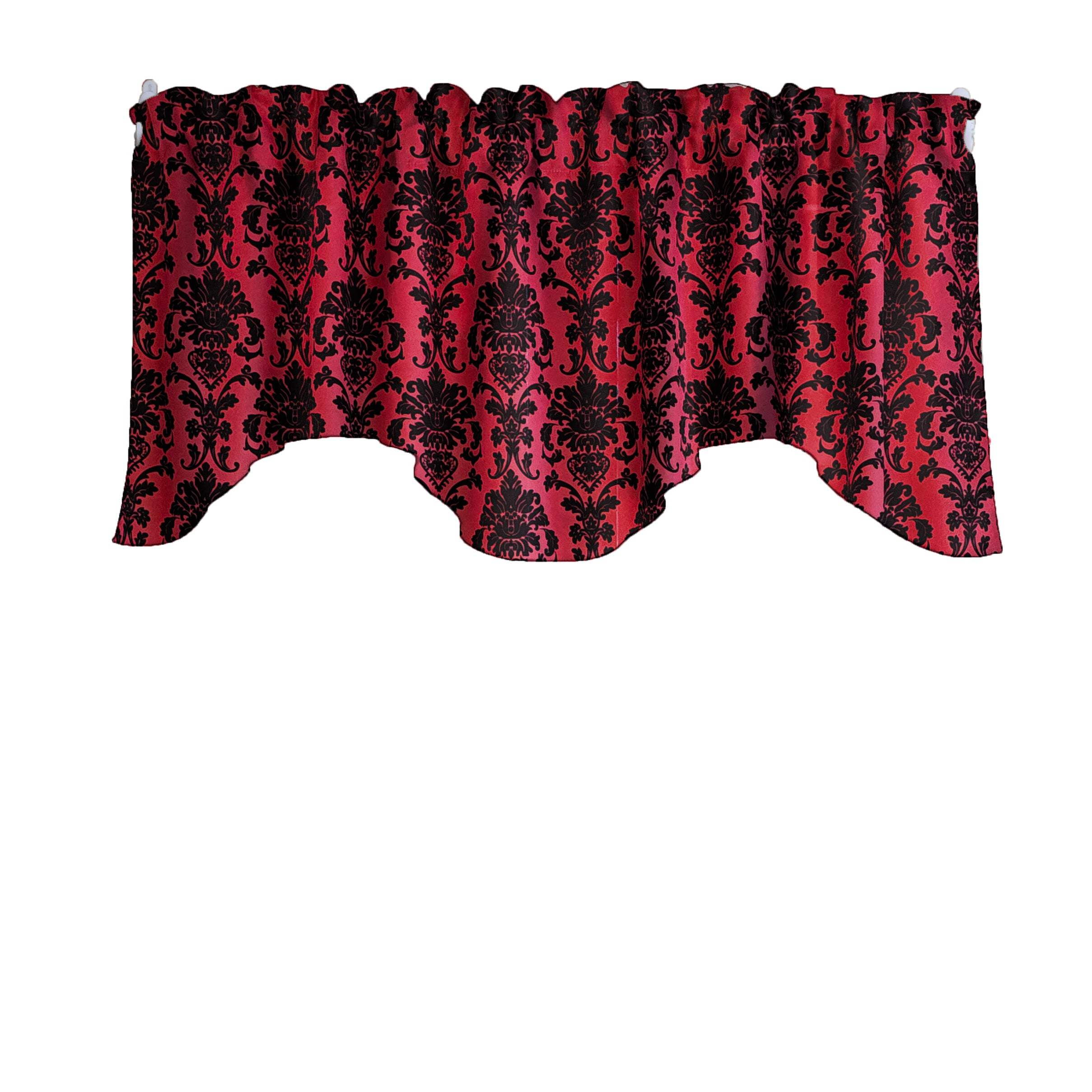 Poplin Damask Floral Scalloped Wave Window Valance 58" Wide / 20" Tall ...