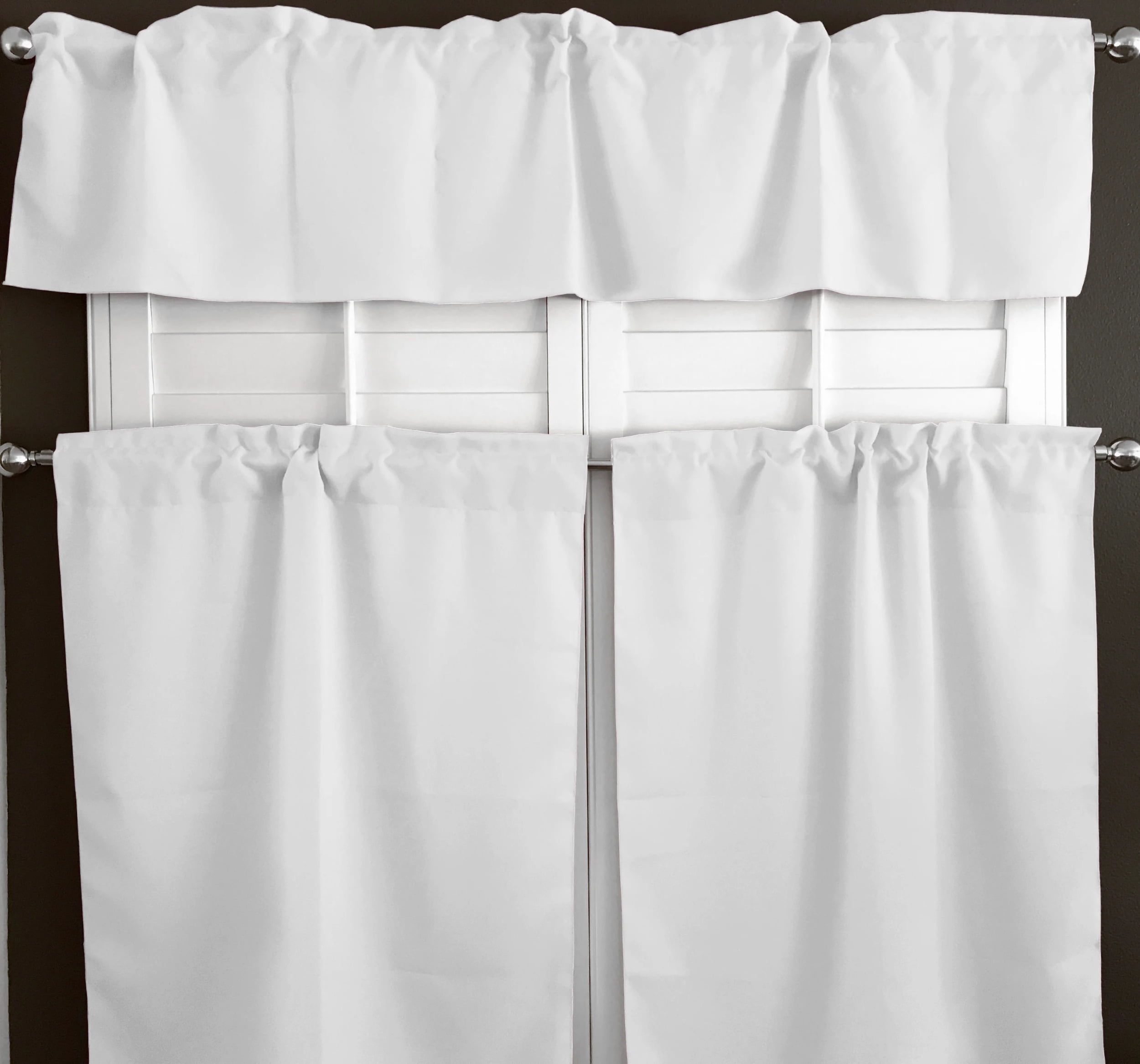 Poplin Solid 3 Piece Window Valance Curtain Set (30 different colors ...