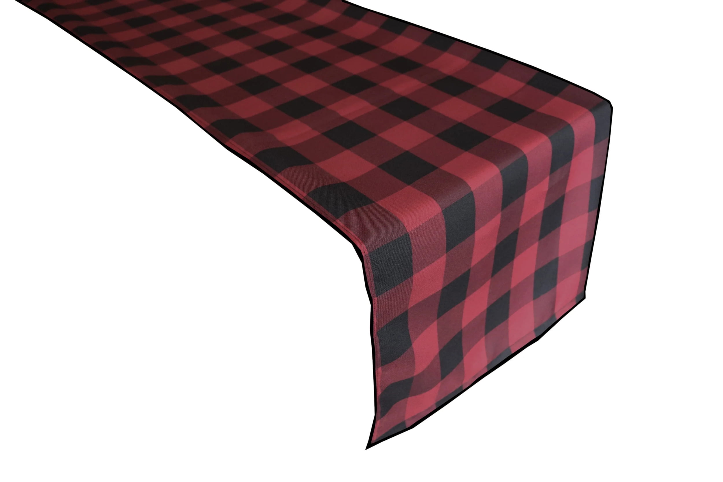 Poplin Table Runner Buffalo Gingham Checkered Black and Burgundy ...