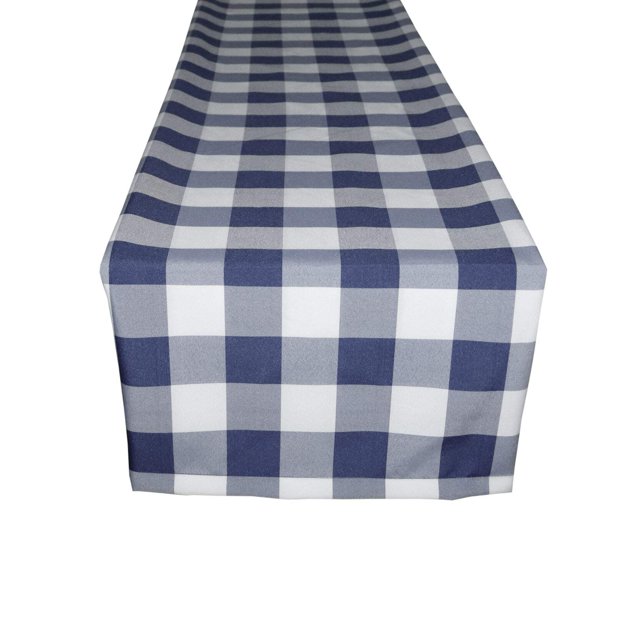 Poplin Table Runner Buffalo Gingham Checkered Navy and White - Walmart.com