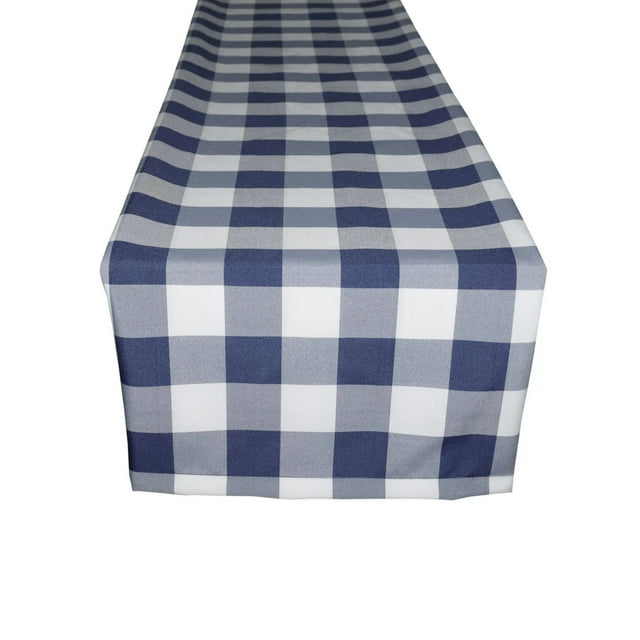Poplin Table Runner Buffalo Gingham Checkered Navy and White - Walmart.com