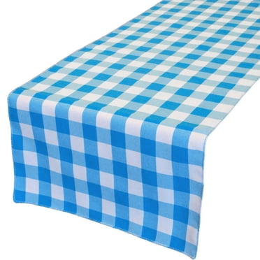 Cotton Print Table Runner Gingham Checkered Light Blue - Walmart.com