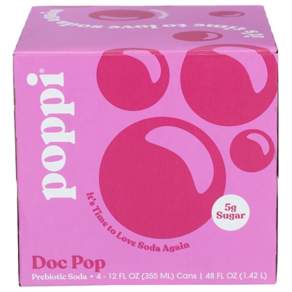2X - Poppi Doc Pop Prebiotic Soda 4 Pack Case 12 fl oz Package May Vary ...