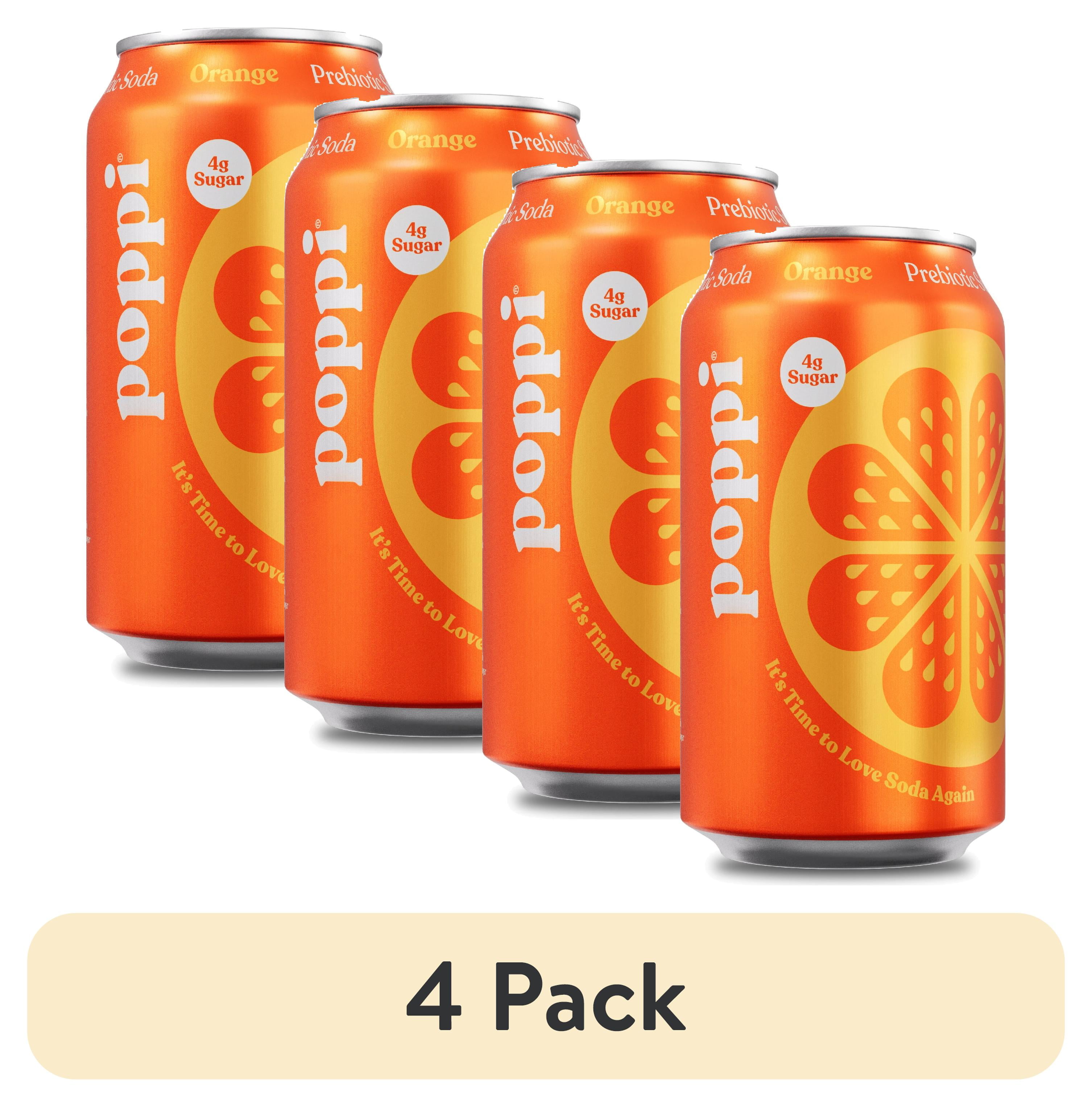 (4 pack) Poppi Orange Prebiotic Soda, 12 oz, 1 Pack Can - Walmart.com