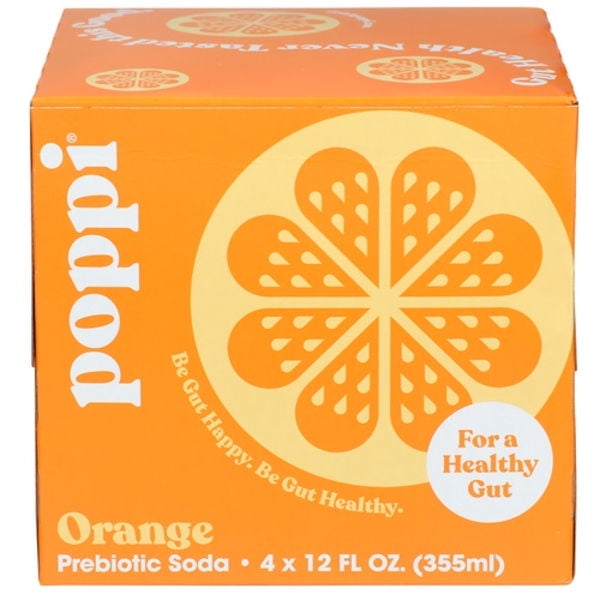 Poppi Orange Prebiotic Soda 4 Pack Case 12 fl oz Package May Vary ...