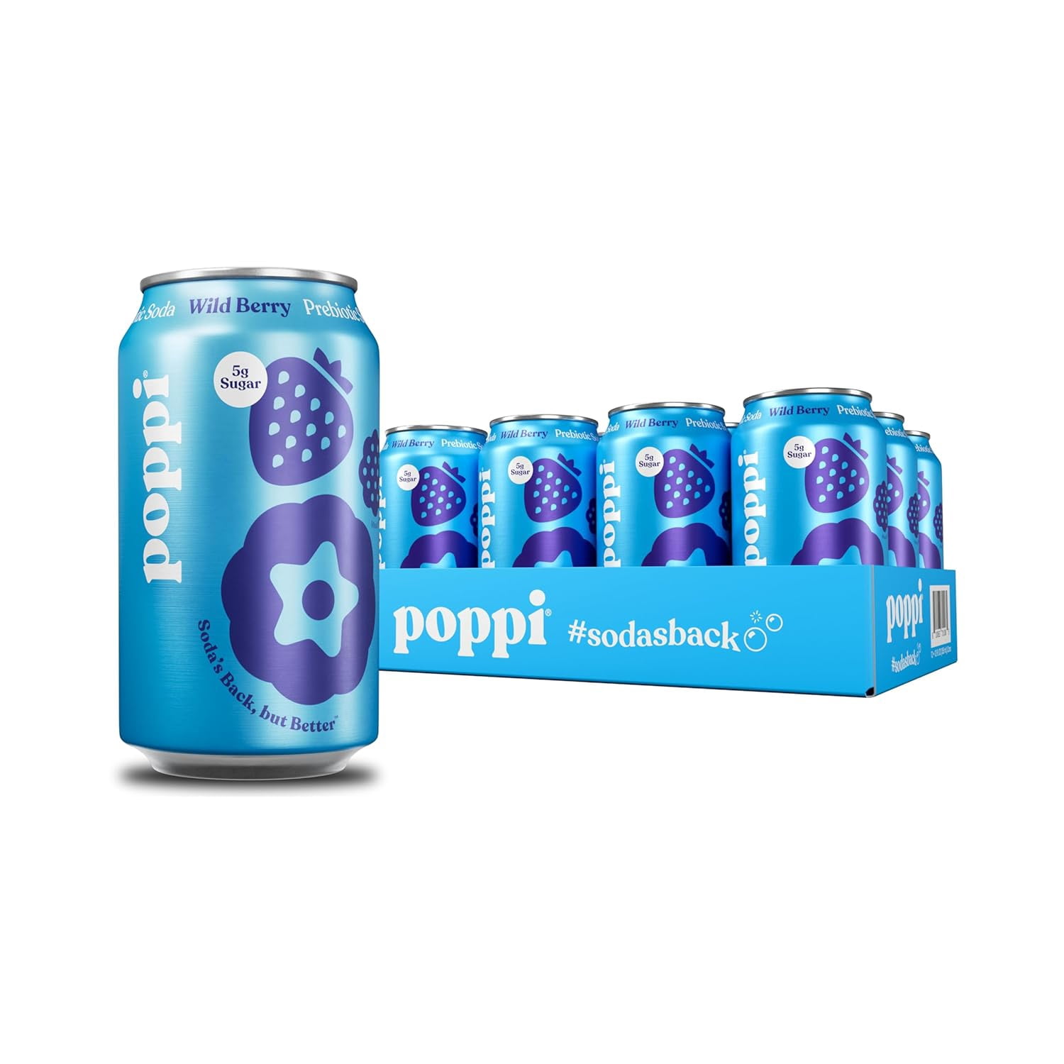Poppi Prebiotic Soda – Blueberry Flavor – 12 Cans × 12 oz — Gut-Healthy ...