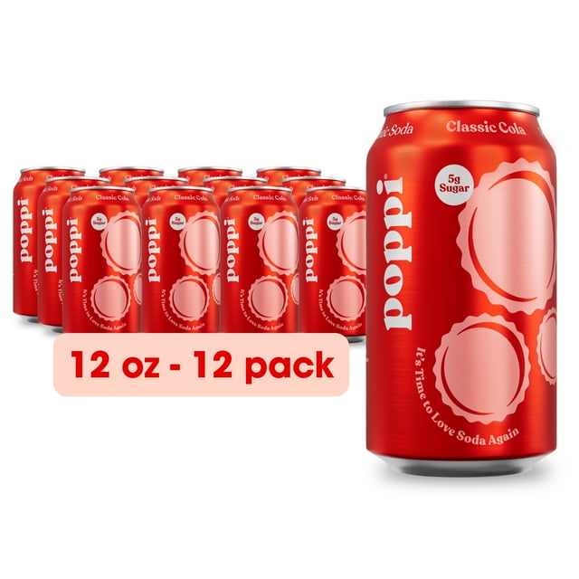 Poppi Prebiotic Soda, Classic Cola, 12 Pack, 12 oz - Walmart.com