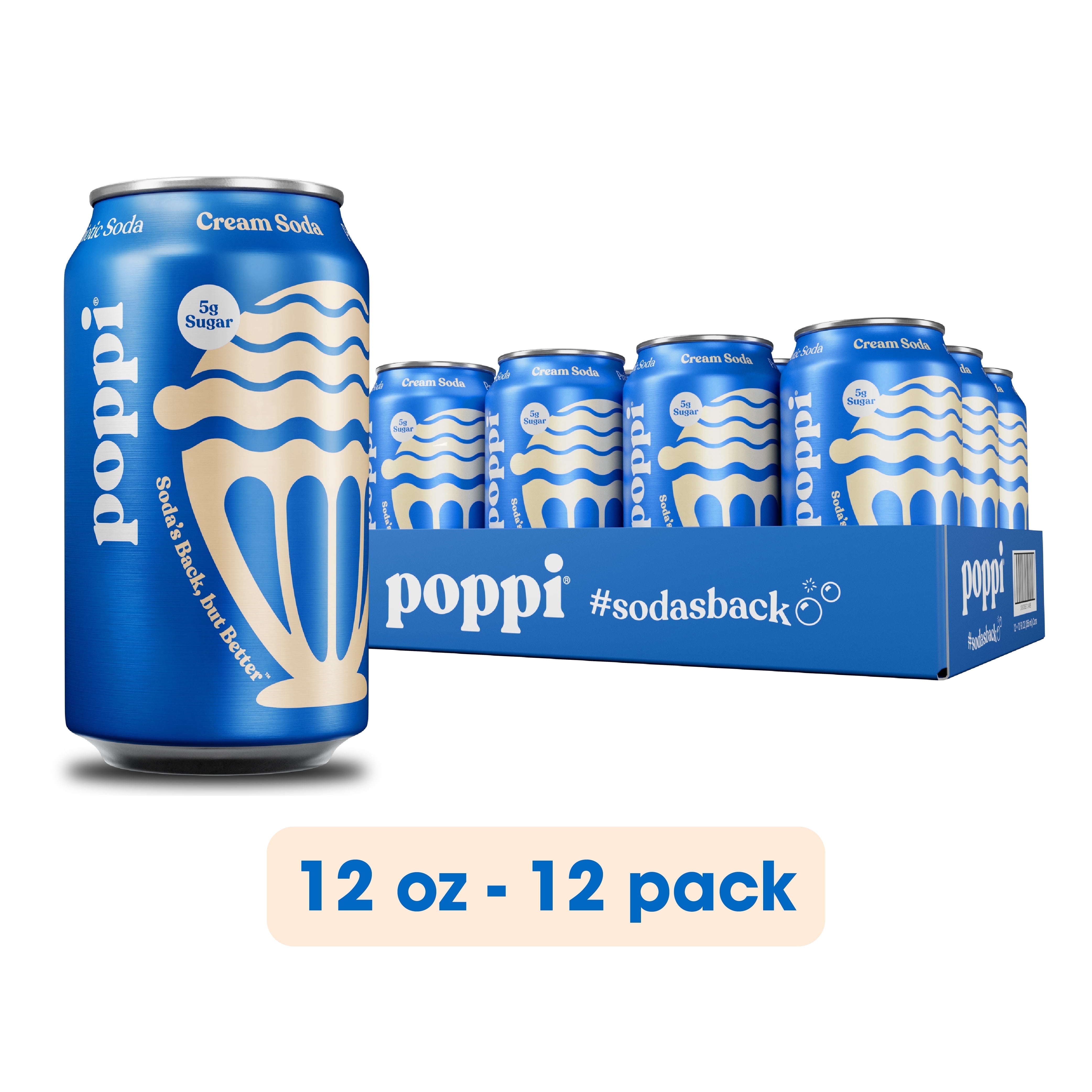 Poppi Prebiotic Soda, Cream Soda, 12 Pack, 12 oz - Walmart.com