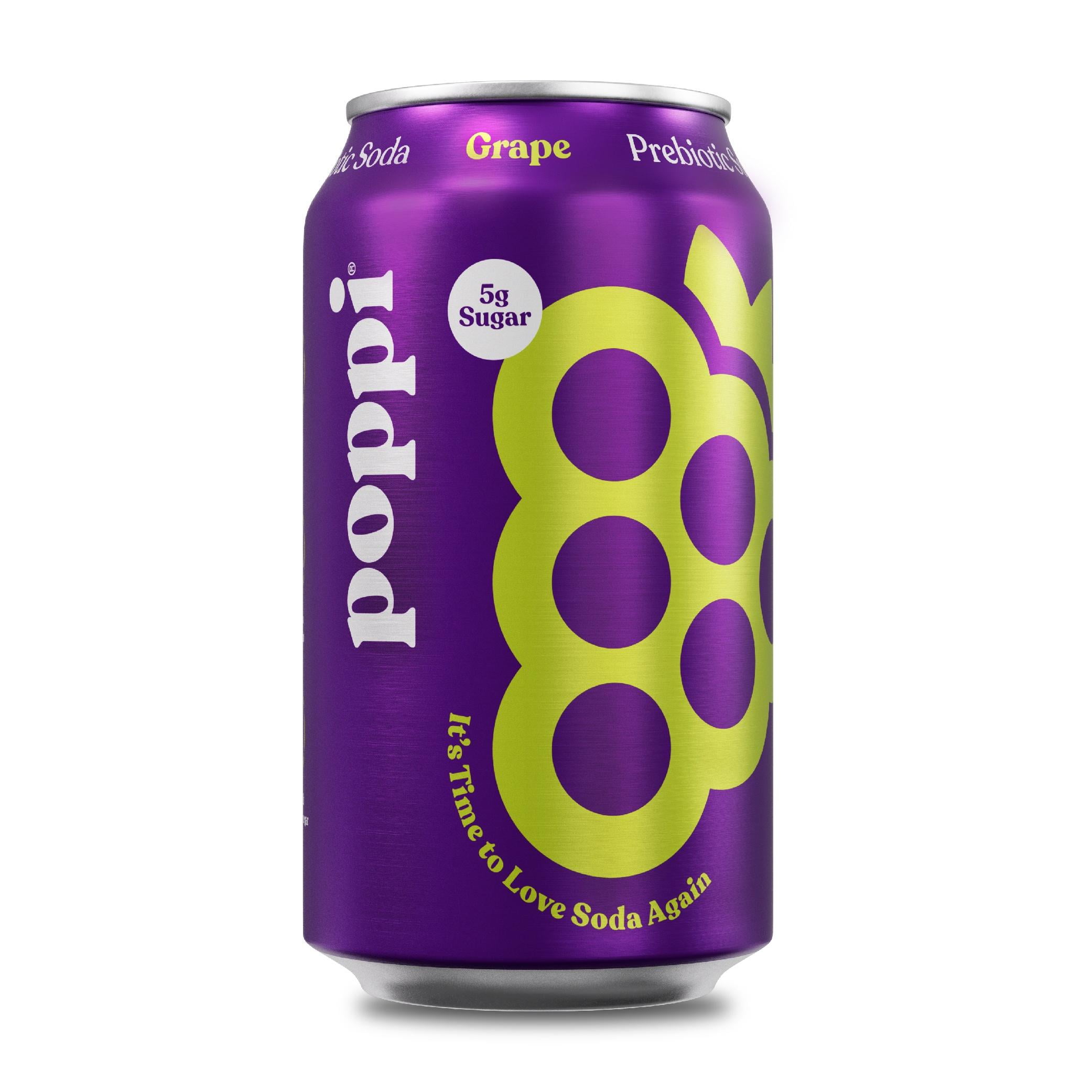 Poppi Grape Prebiotic Soda, 12 oz, 4 Pack Cans - Walmart.com