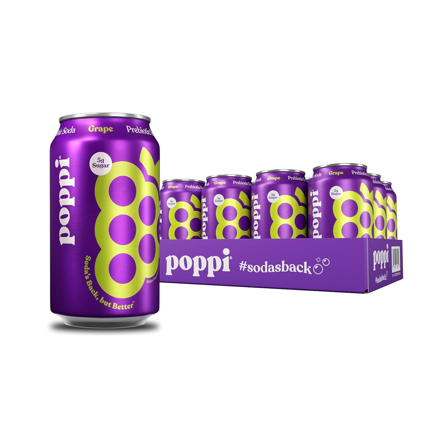 Poppi Prebiotic Soda – Grape Flavor – 12 Cans × 12 oz — Gut-Healthy ...