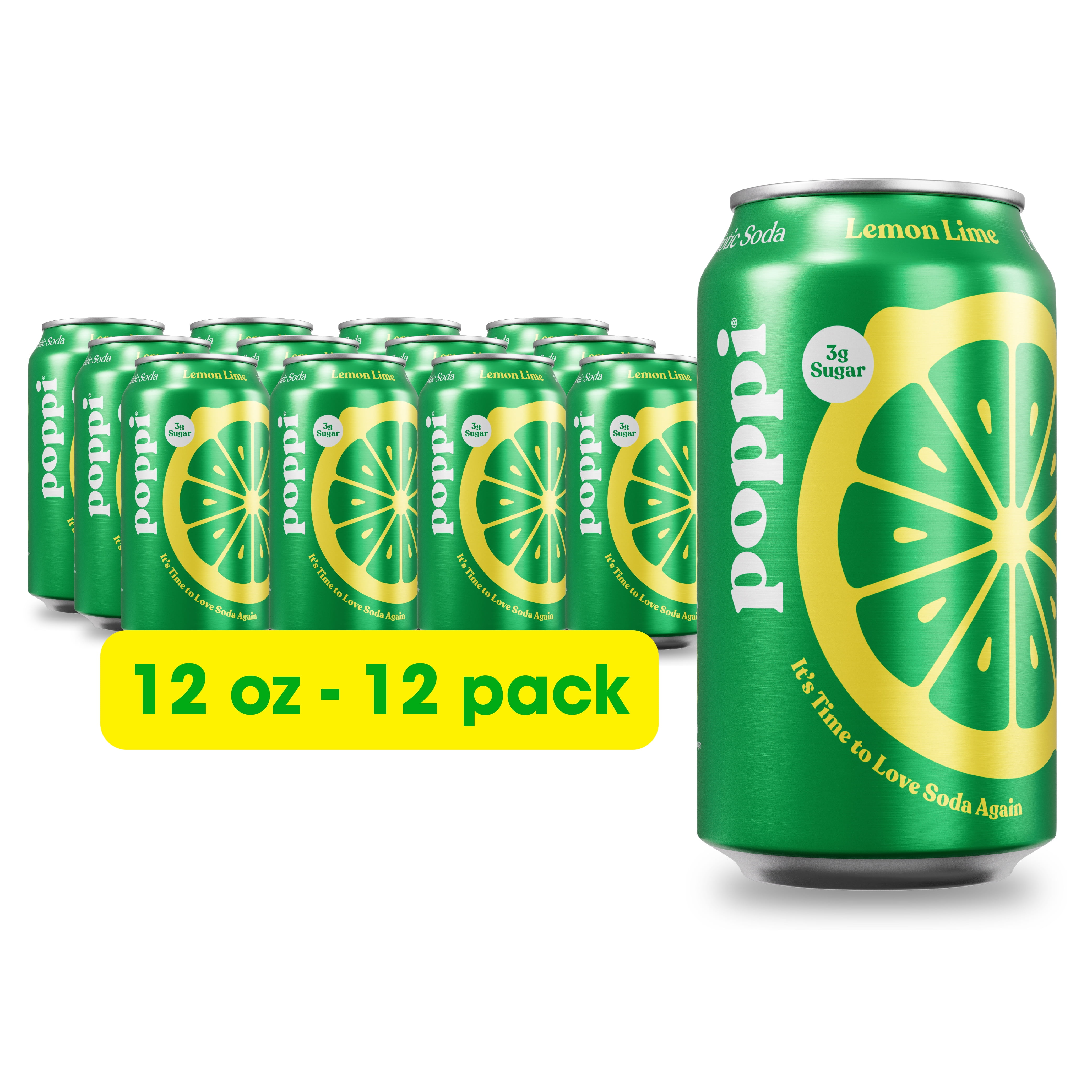 Poppi Prebiotic Soda, Lemon Lime, 12 Pack, 12 oz - Walmart.com