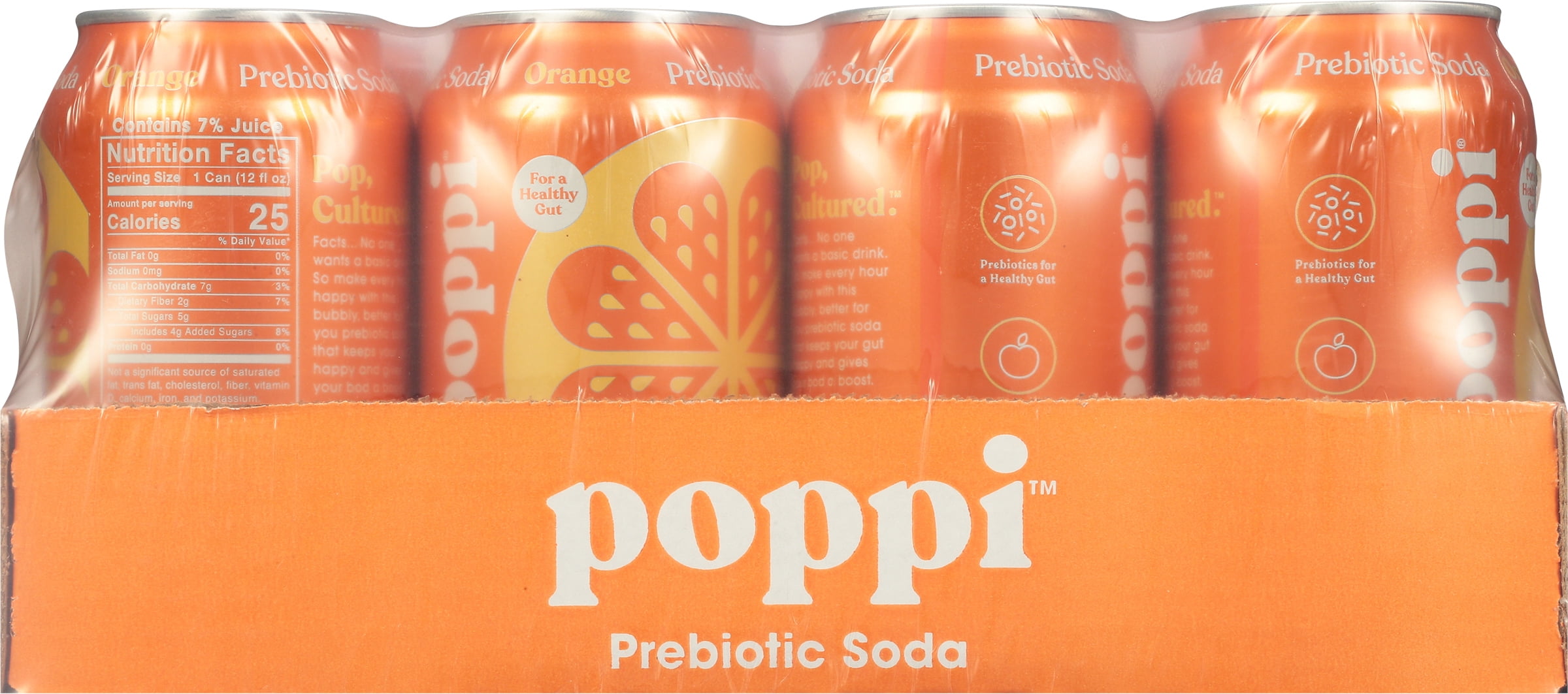Poppi Orange Prebiotic Soda, 12 oz, 12 Pack Cans - Walmart Business ...