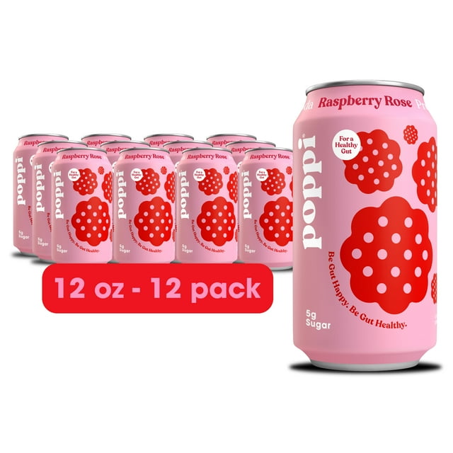 Organic Poppi Prebiotic Soda, Raspberry Rose, 12 Pack, 12 oz - Walmart.com