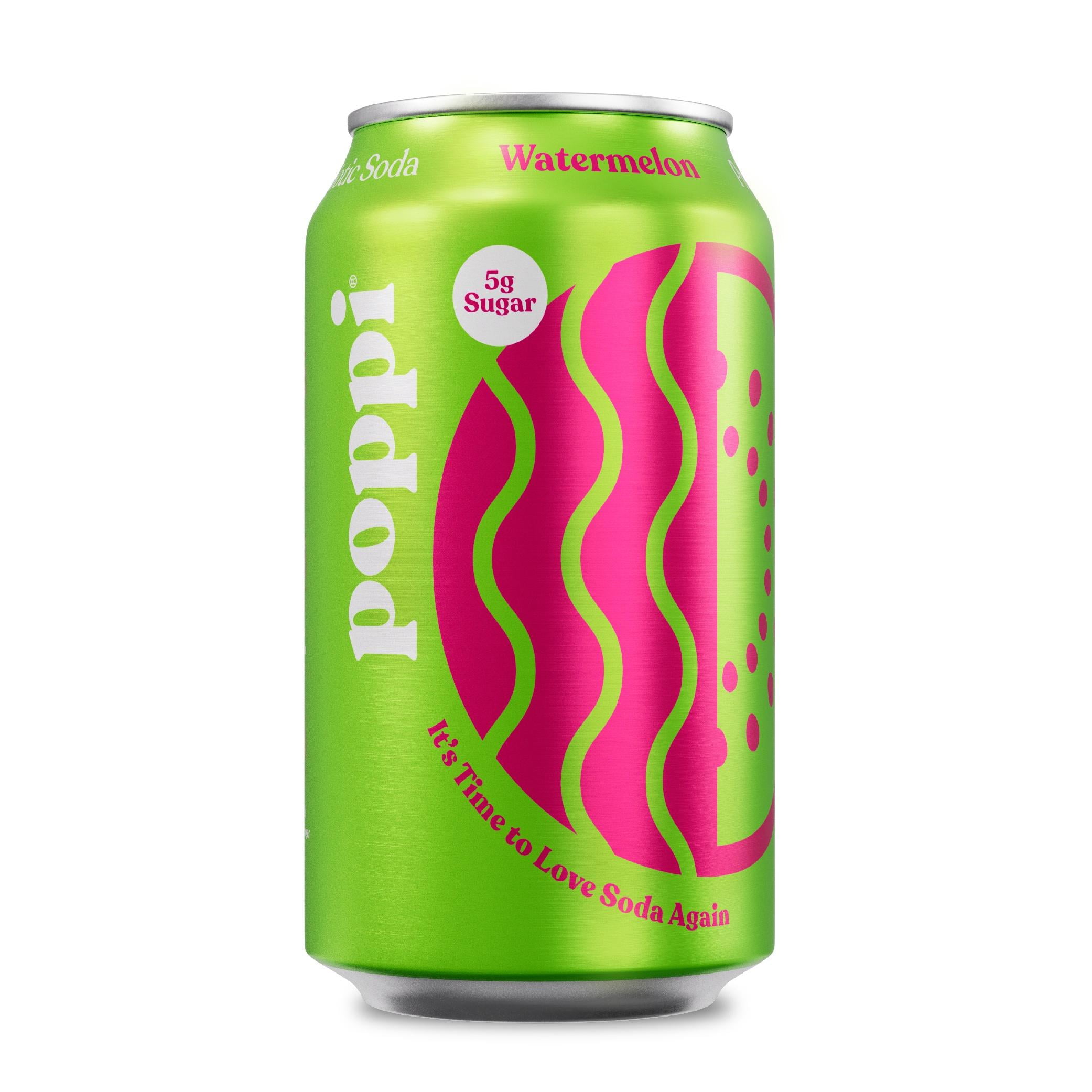 Poppi Prebiotic Soda, Watermelon Flavor, 12 fl oz Can - Healthy Soft ...