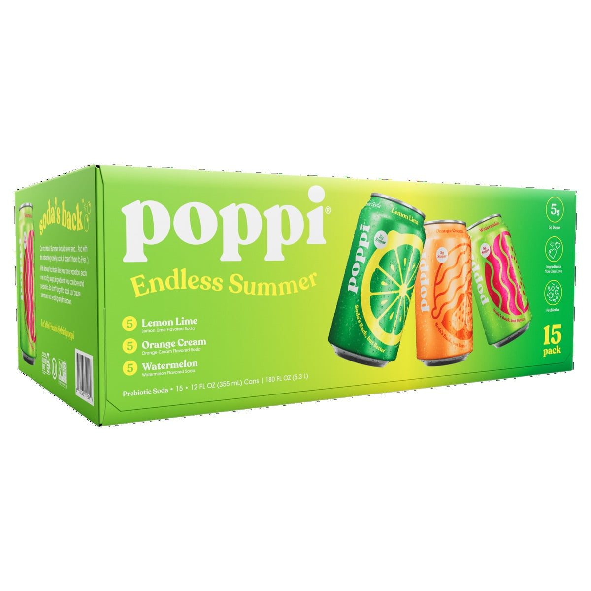 Poppi Probiotic Soda, Variety Pack, 12 Fluid Ounce (Pack of 15 ...