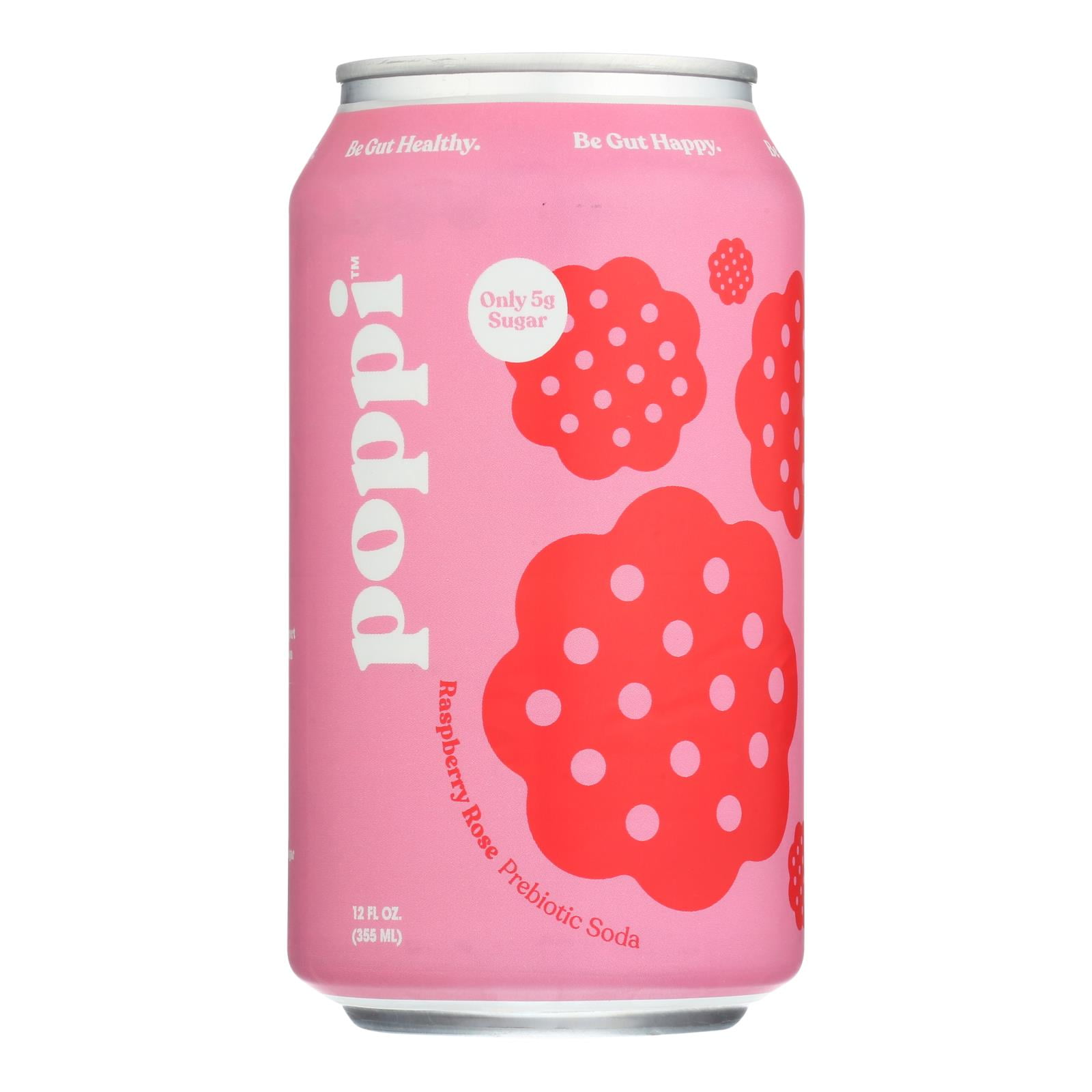 Poppi Prebiotic Raspberry Rose Soda Drink, 5g Sugar, Low Calorie, 12 fl ...