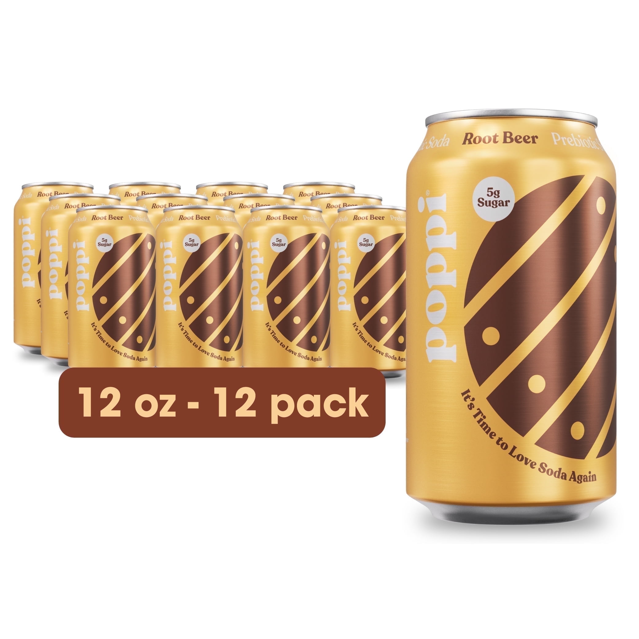 Poppi Root Beer Prebiotic Soda, 12 oz, 12 Pack Cans - Walmart.com
