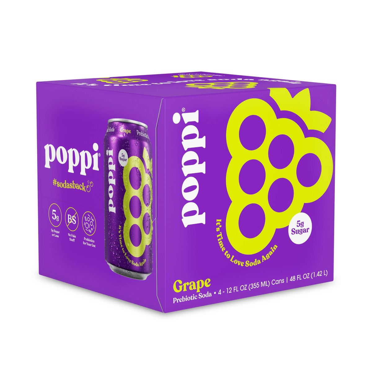 Poppi Soda Prebiotic Grape 4-Pack (6 Pack) 48 fl oz - Walmart.com