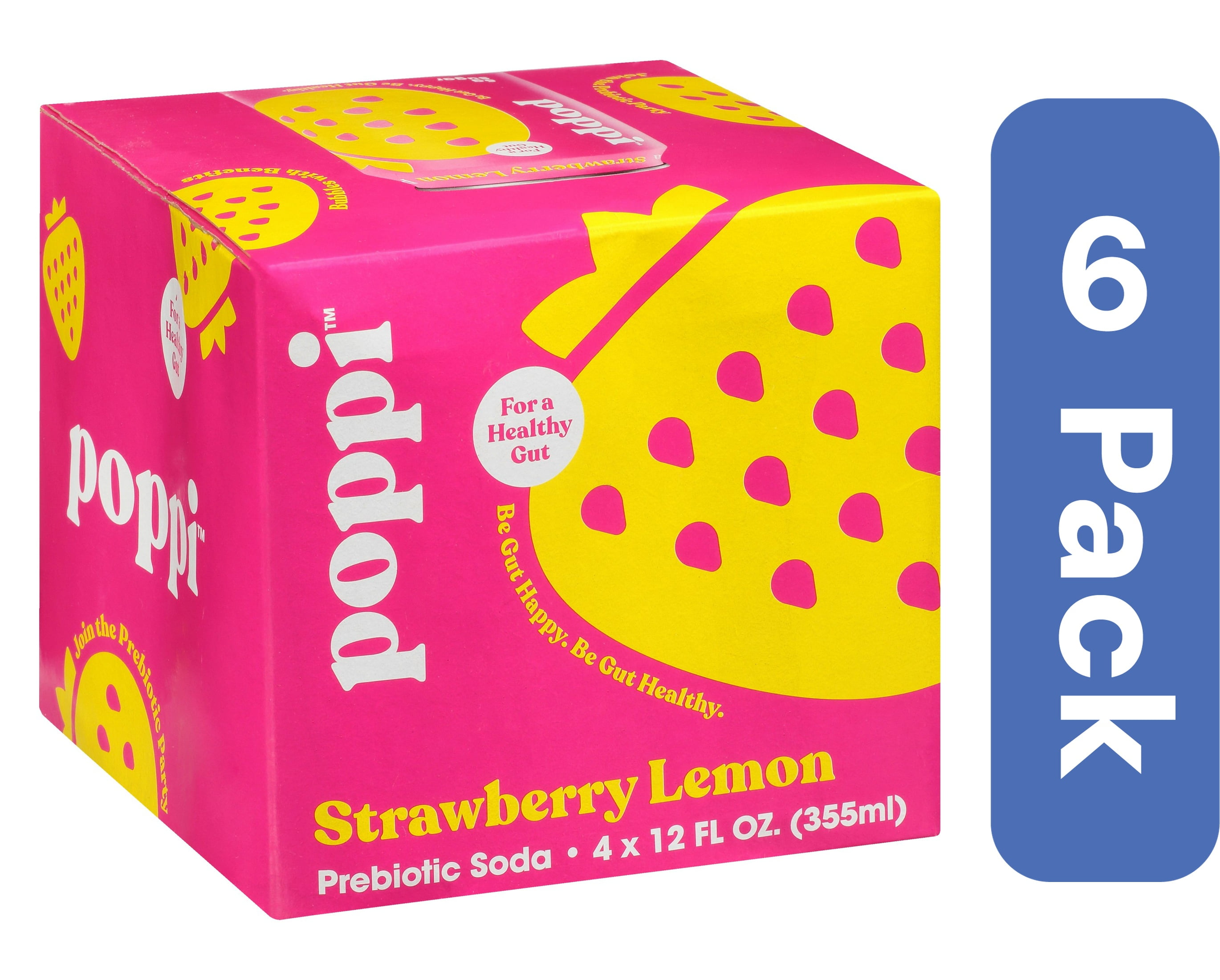 Poppi Soda Prebiotic Strawberry Lemon (Pack of 6) - Walmart.com