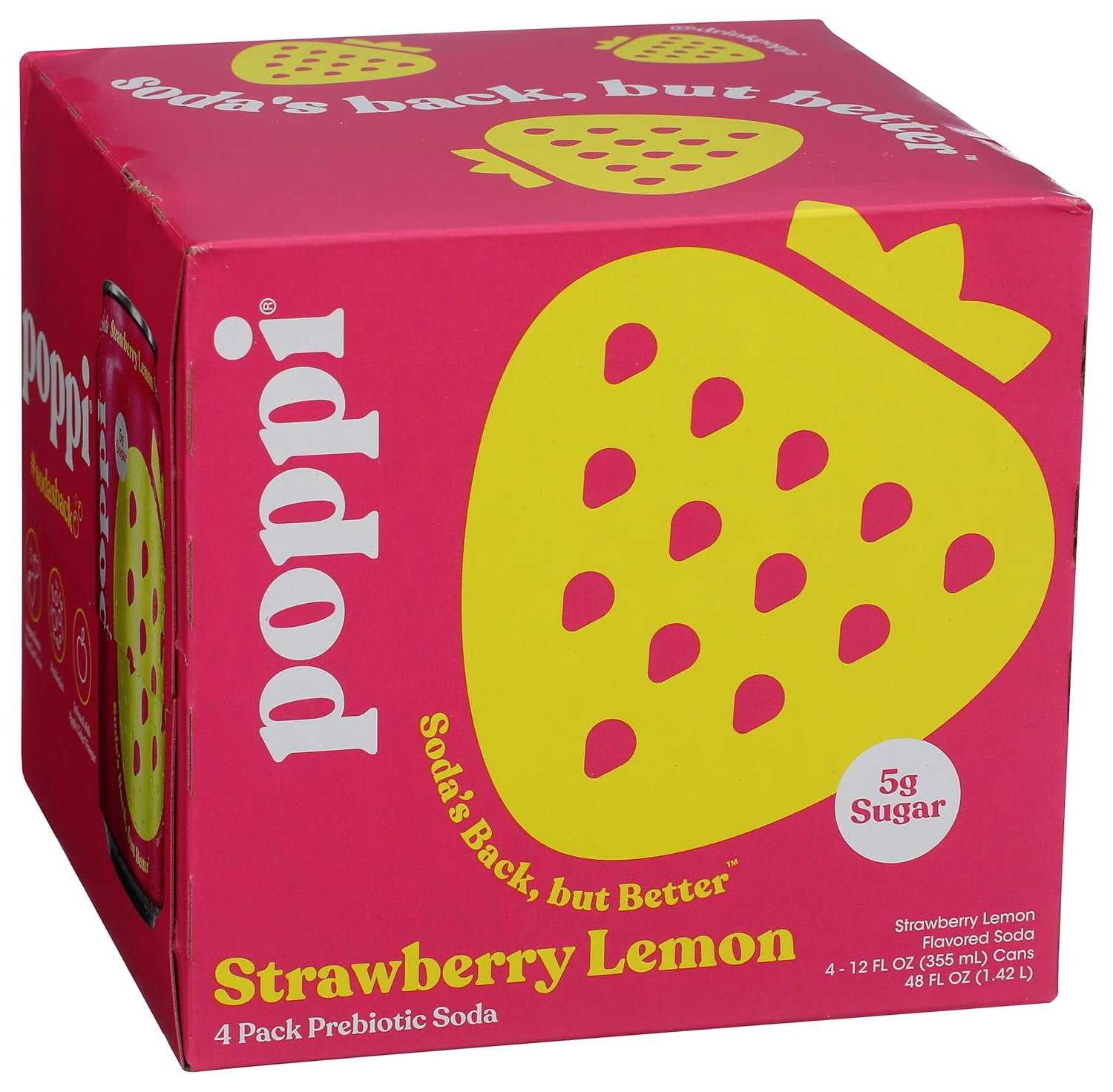 Poppi Strawberry Lemon Prebiotic Soda 4 pack - Walmart.com