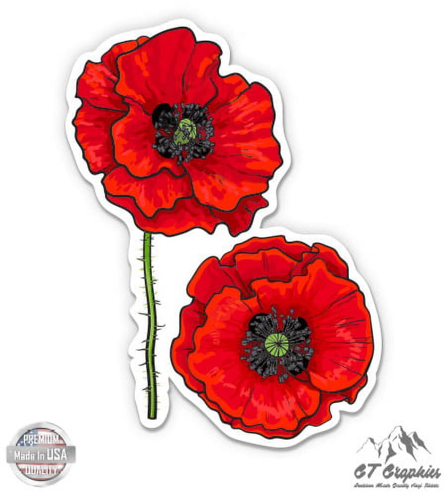 Poppies Beautiful Floral - 8" Vinyl Sticker - For Car Laptop I-Pad ...