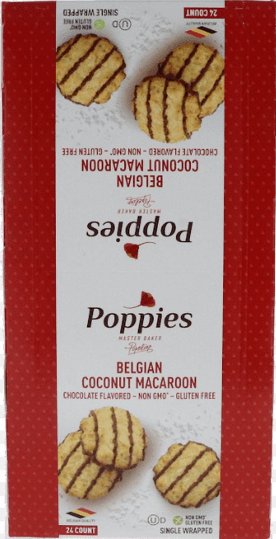 Poppies Belgian Chocolate Flavored - Coconut Macaroons- Box of 24 ...