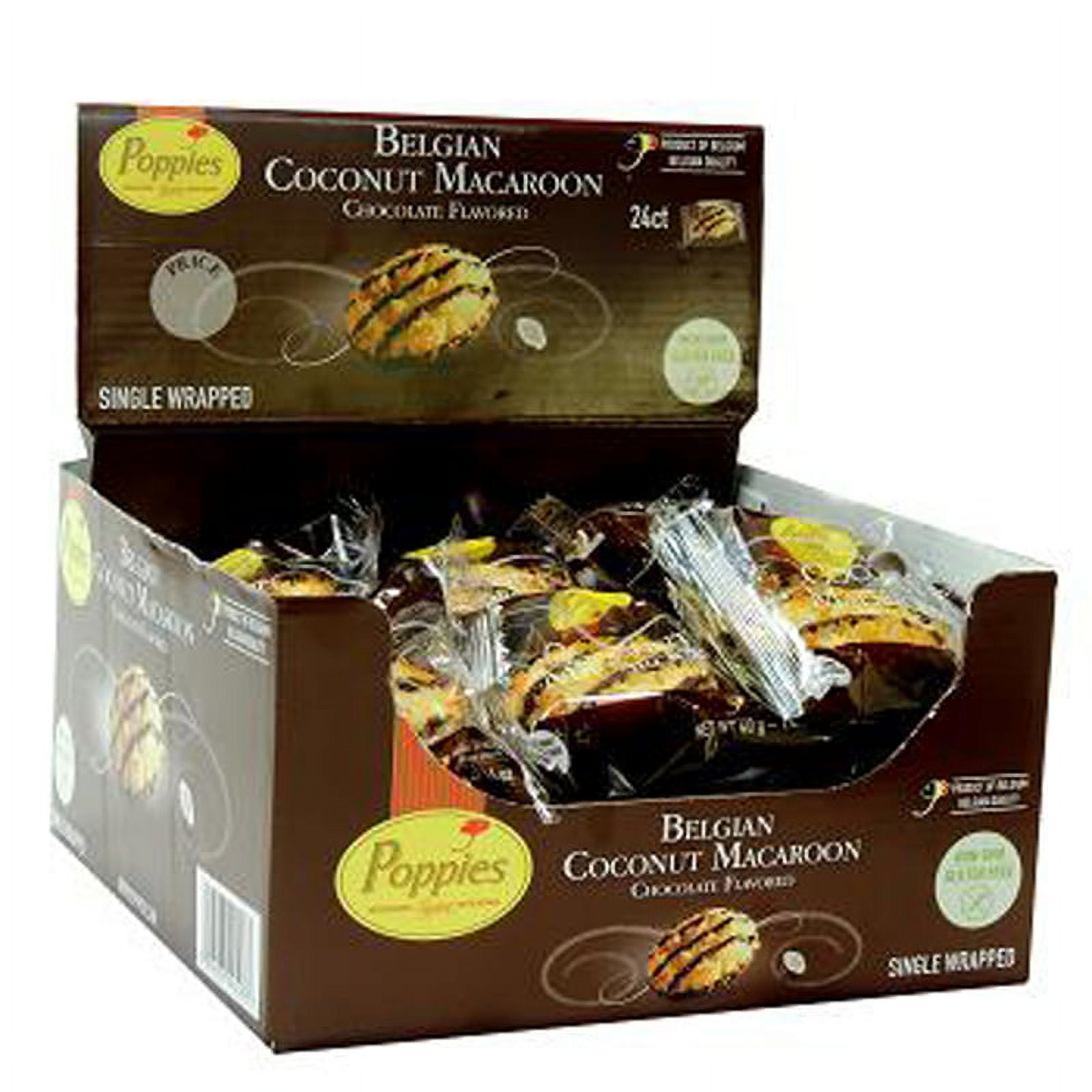 Poppies Belgian Chocolate Flavored - Coconut Macaroons- Box of 24 ...
