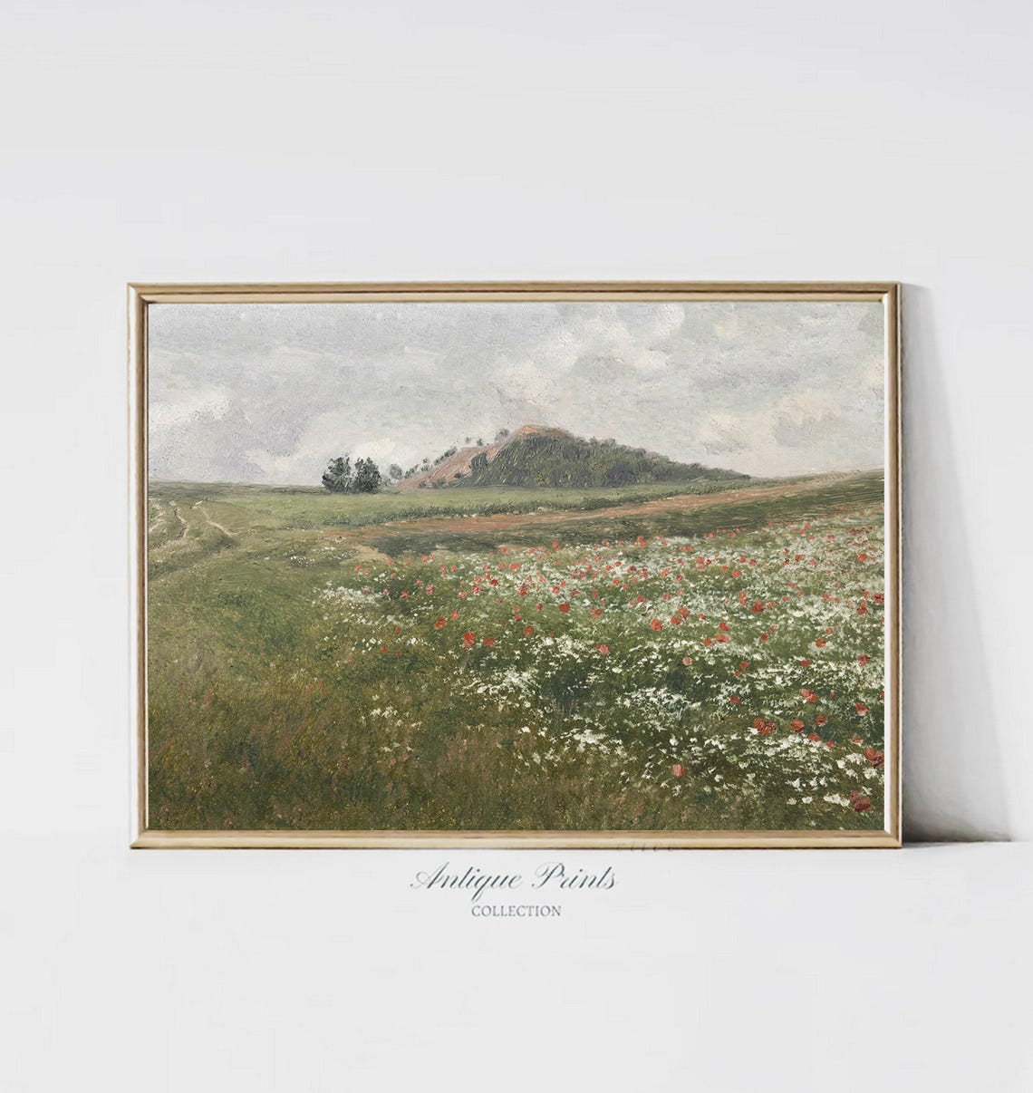 Poppies Field Vintage, Antique Country Landscape Posters, Wildflowers ...