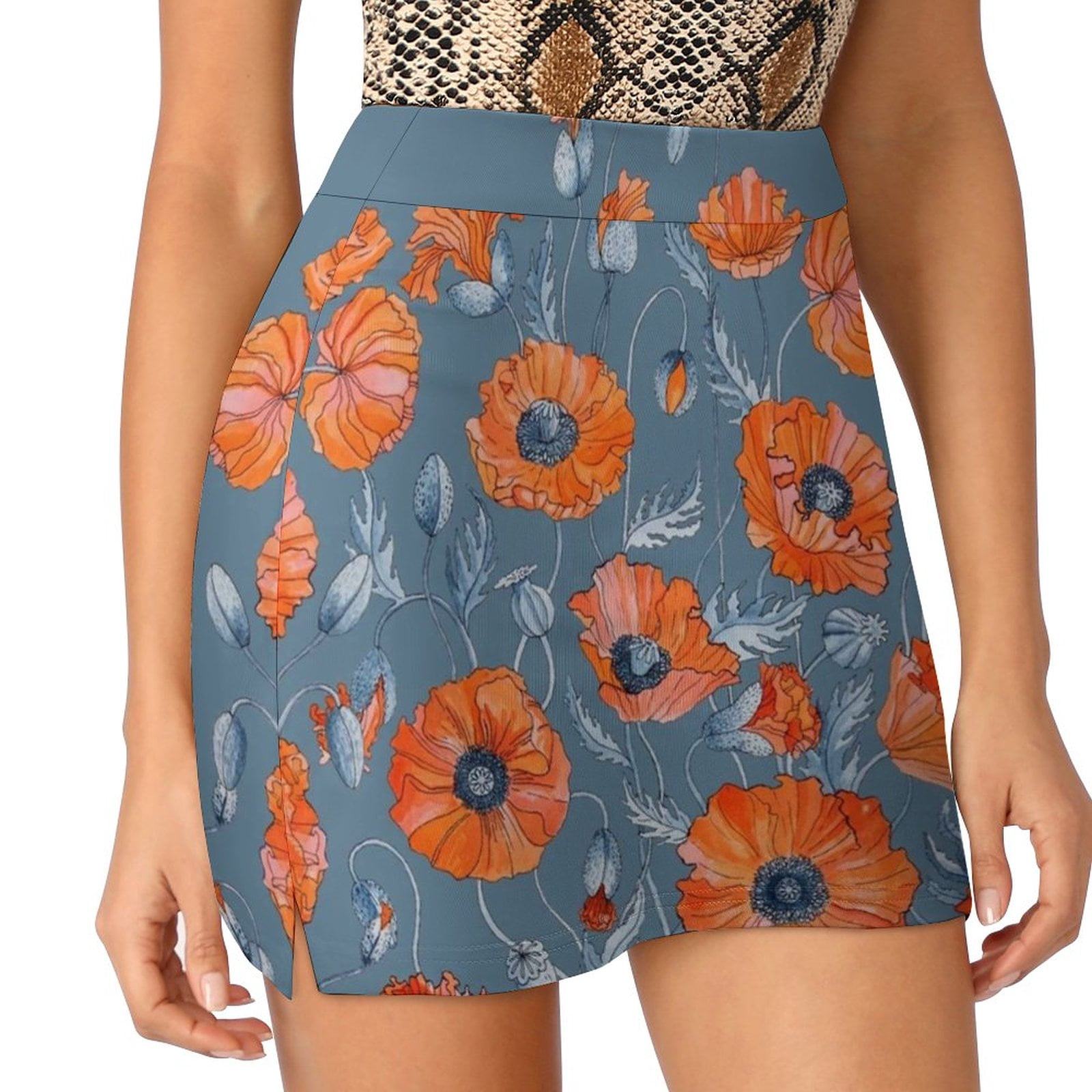 Poppies Floral Botanical Art Skirts Woman Fashion 2025 Pant Skirt Mini ...