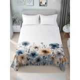 Poppies Floral Queen Size Flat Sheet, Wrinkleproof & Fadeproof Cooling ...