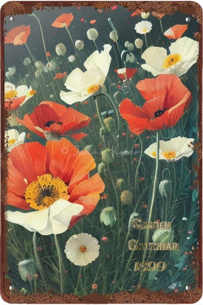 Poppies Flower Art Floral Vintage Metal Sign The Field of Poppies ...