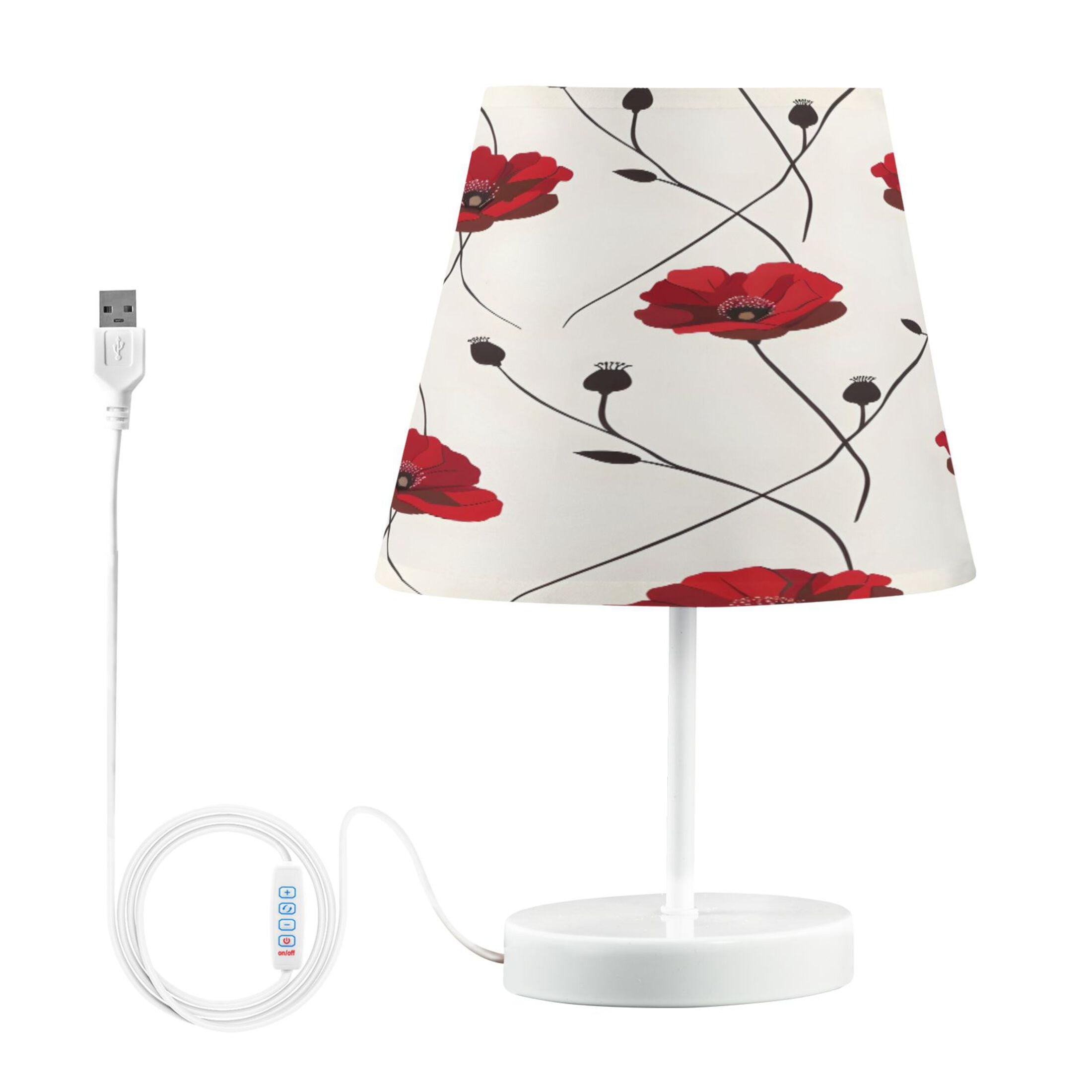 Poppies Flower Desk Lamp LED Table Nightstand Lamps with 3 Color ...