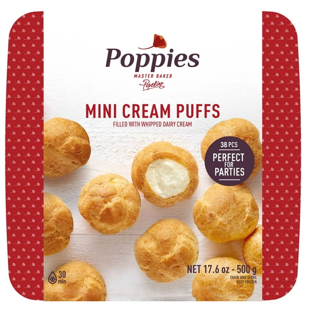 Poppies Frozen Mini Cream Puffs, Pastry Shells Filled with Rich Vanilla ...