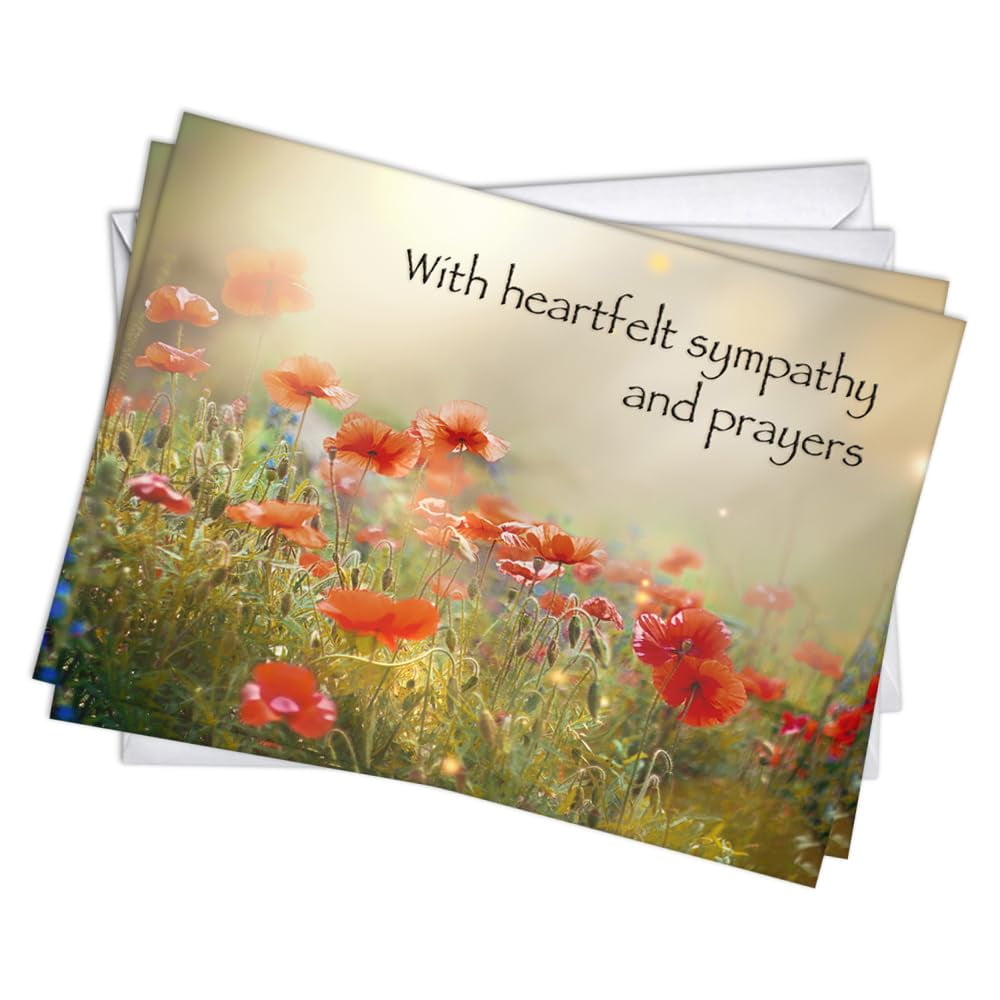 Poppies Funeral Sympathy Condolence Greeting Cards | 2 Pack Set (5x7 ...