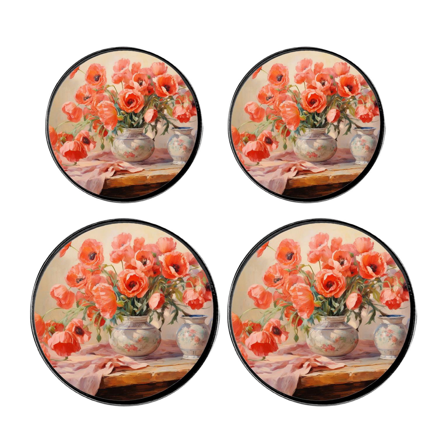 Poppies Red Flowers Art Stove Burner Covers Set,Gas Stove Burner ...