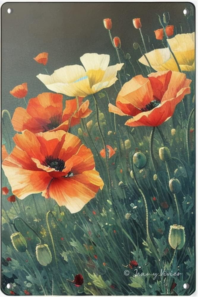 Poppies Vintage Tin Sign, The Field of Poppies Tin Signs,Bathroom Decor ...
