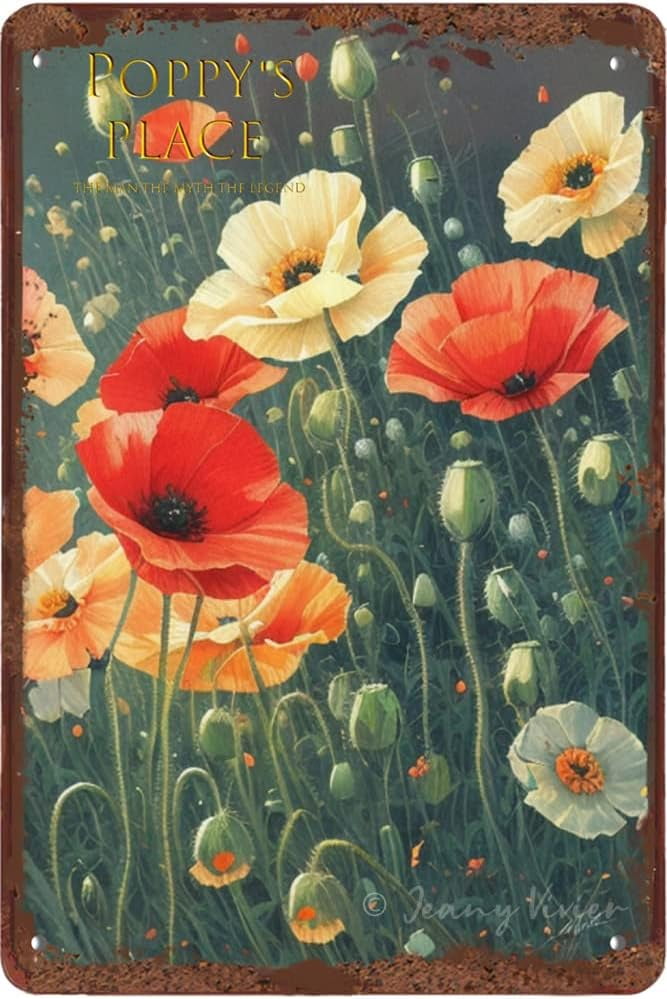 Poppies Wall Art Flower Tin Sign Floral Vintage Sign The Field of ...