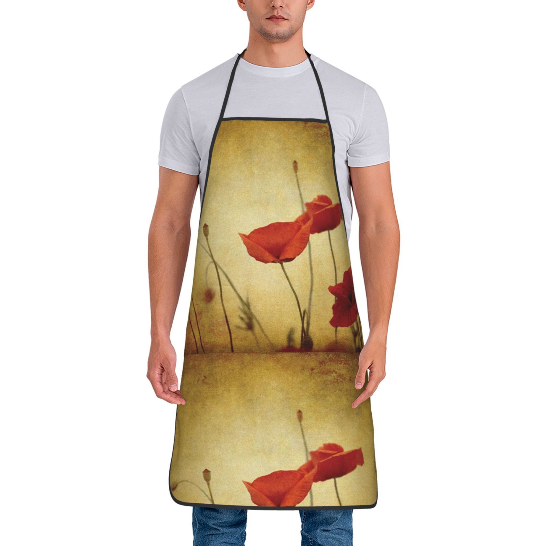Poppies and Flower Buds Aprons for Women Men Waterproof Apron Kitchen ...