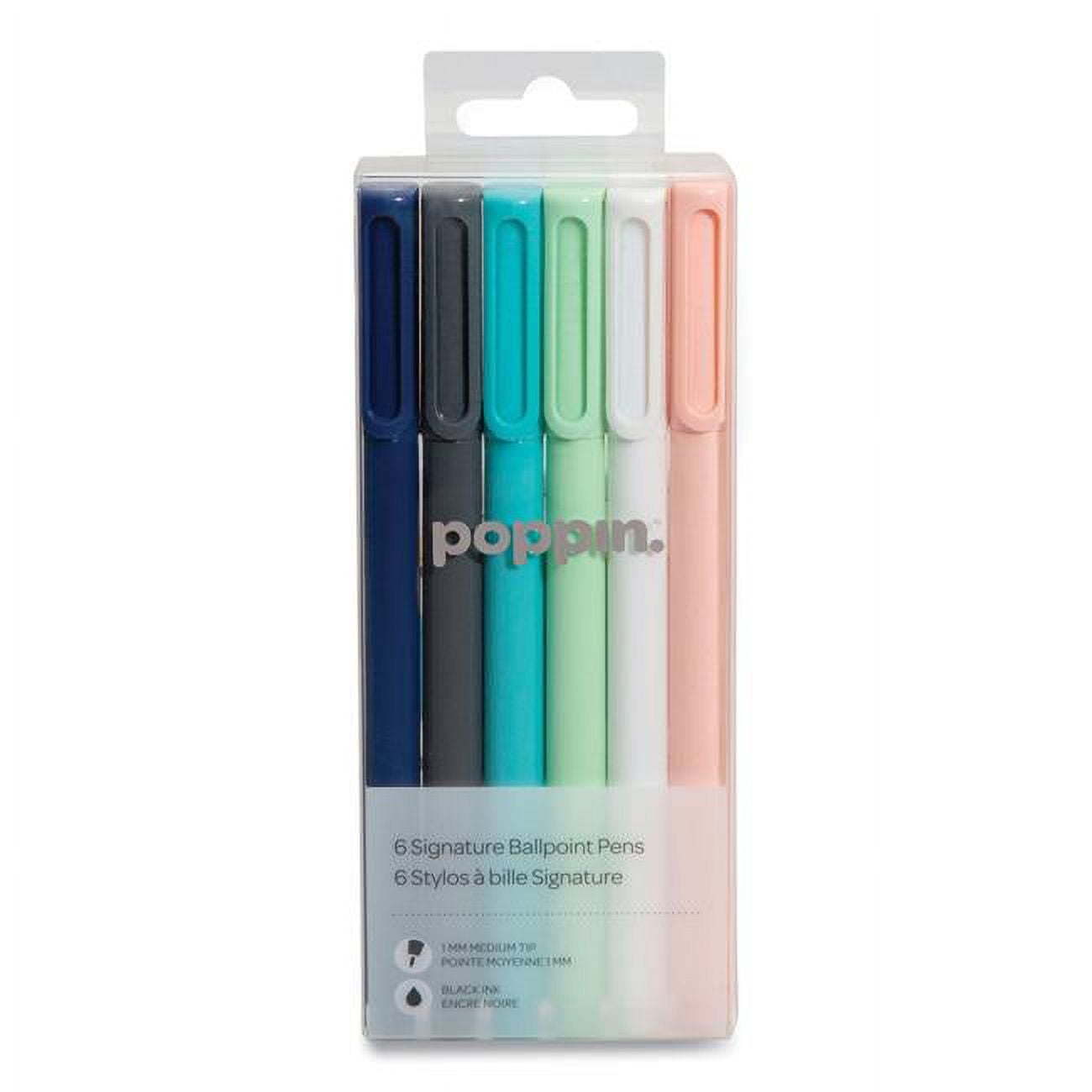 Poppin 105066 1 mm Medium Signature Ballpoint Pen Stick, Assorted ...