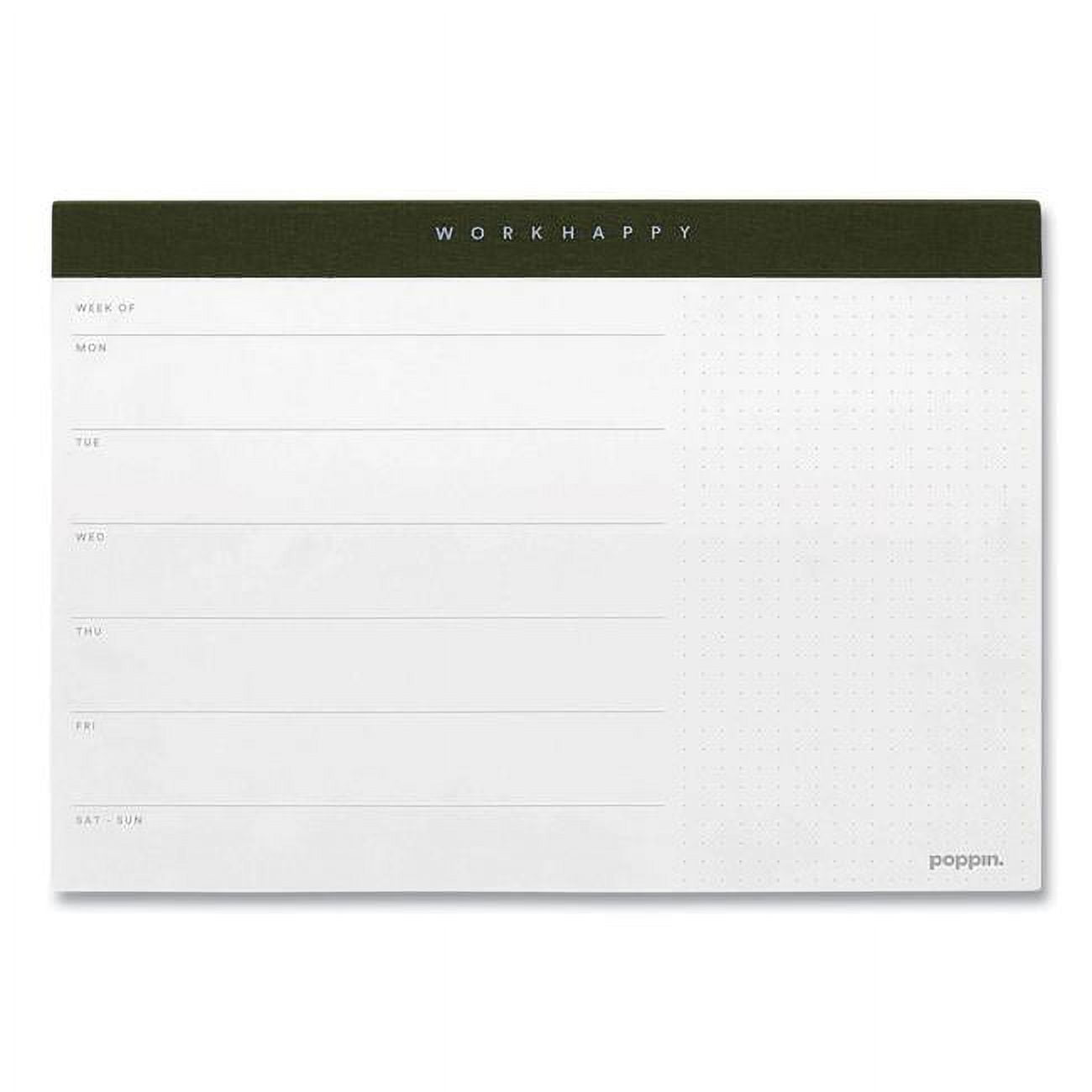 Poppin 107460 10 x 7 in. Work Happy Paper Desk Pad Planner, White ...
