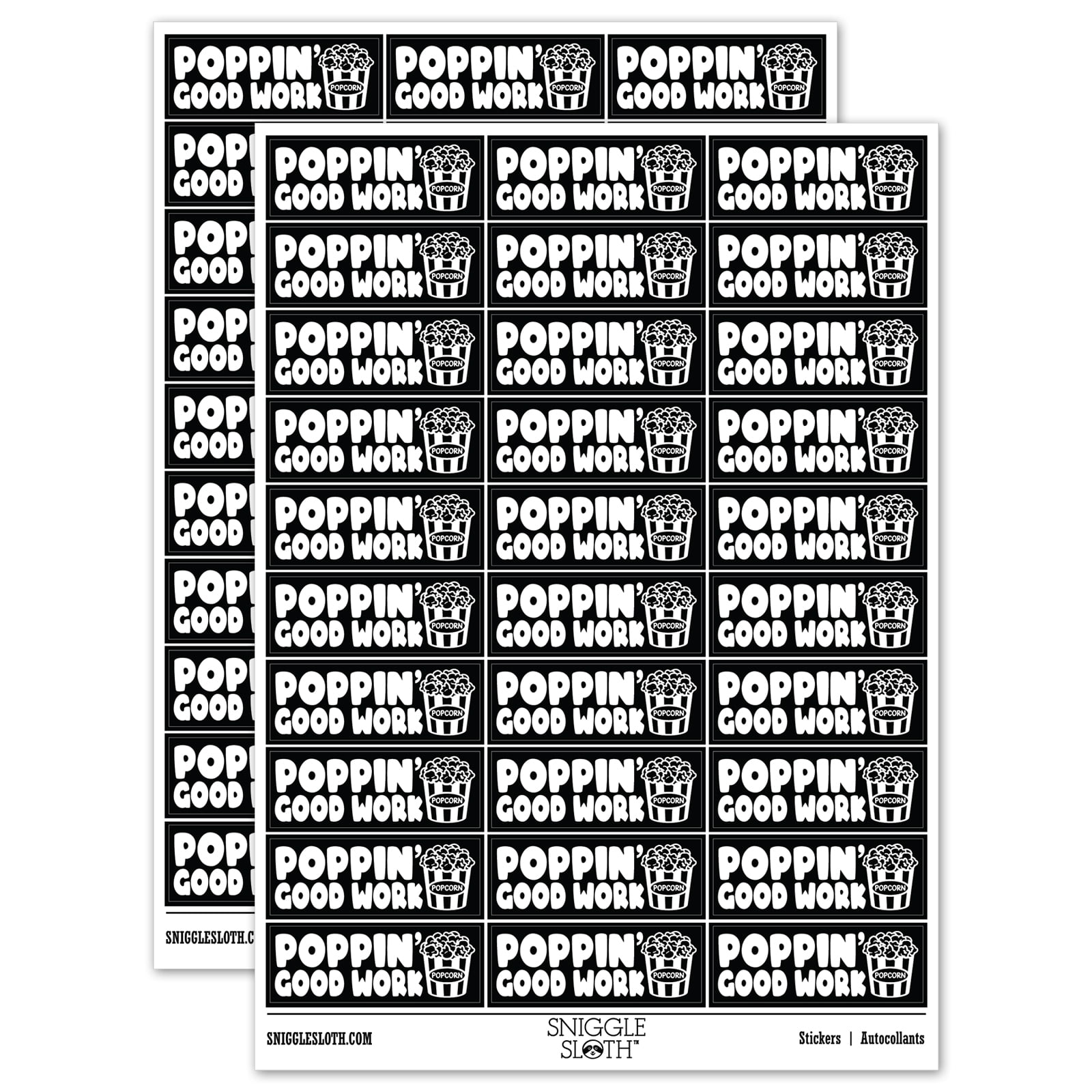 Poppin' Good Work Popcorn Teacher Student School Sticker Set - Black ...
