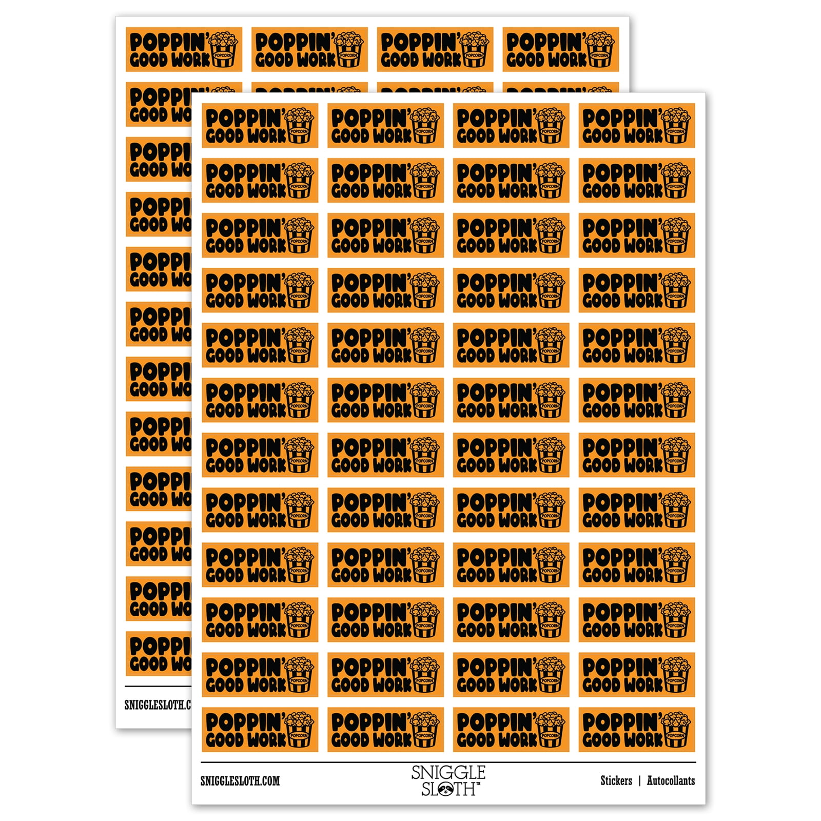 Poppin' Good Work Popcorn Teacher Student School Sticker Set - Orange ...