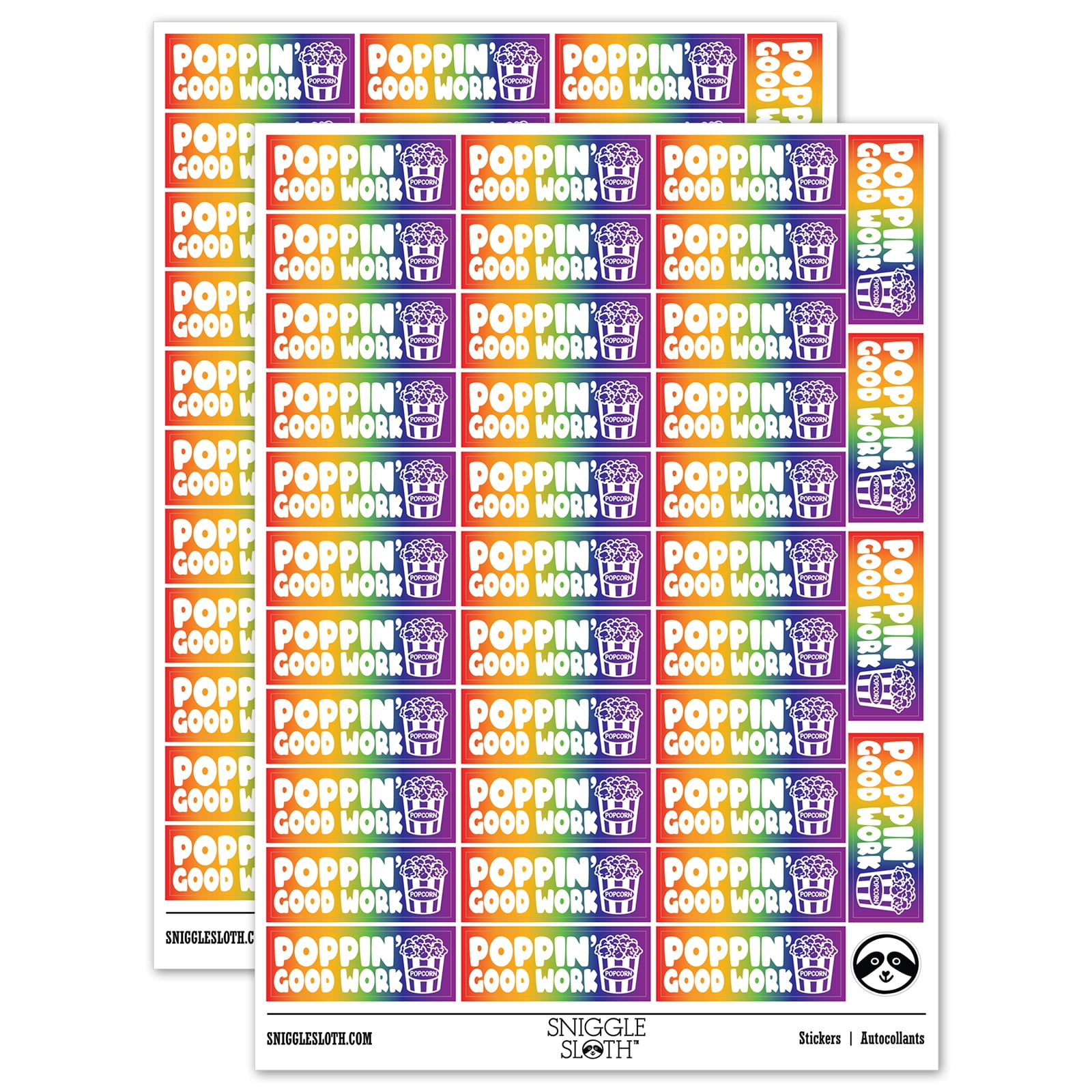 Poppin' Good Work Popcorn Teacher Student School Sticker Set - Rainbow ...