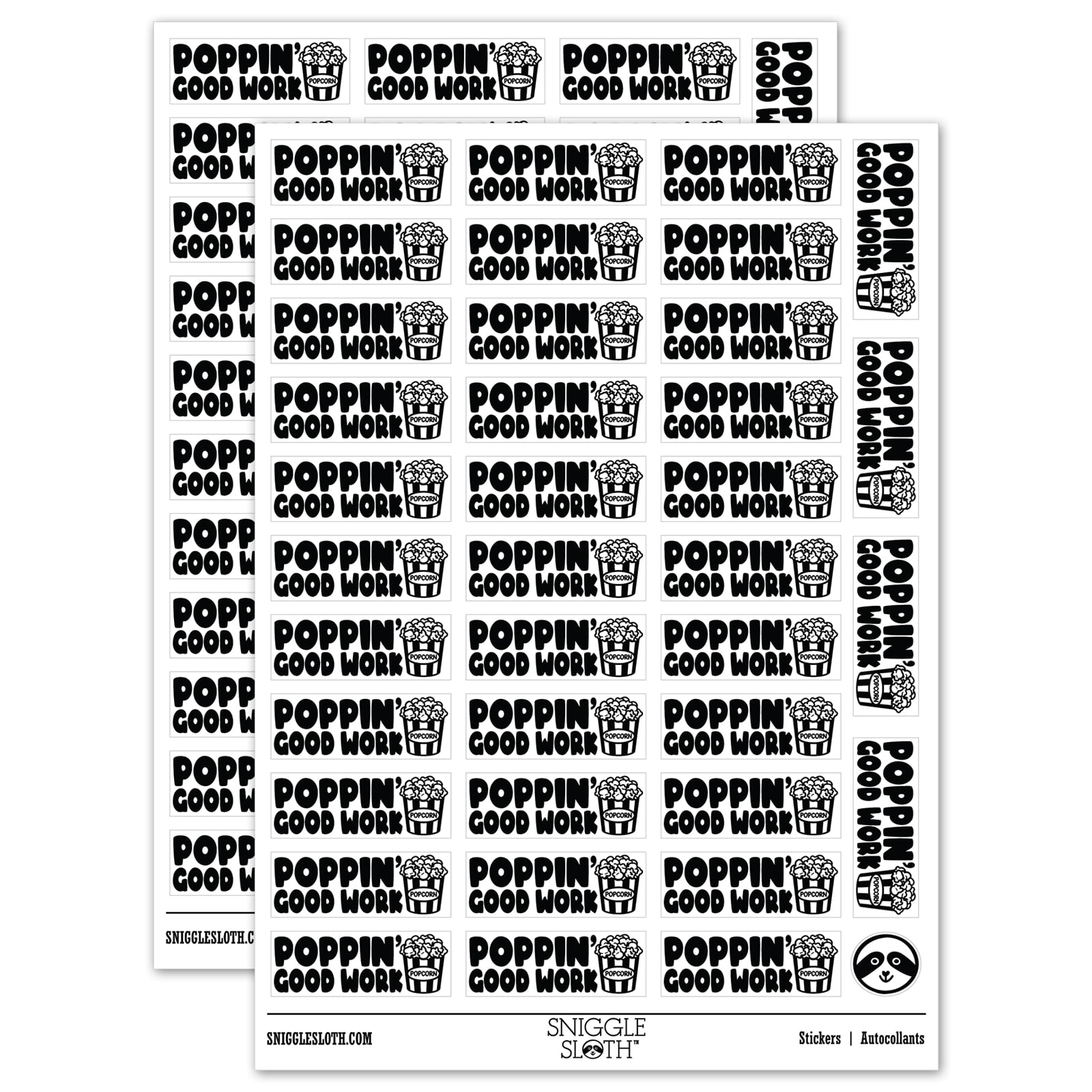 Poppin' Good Work Popcorn Teacher Student School Sticker Set - White ...