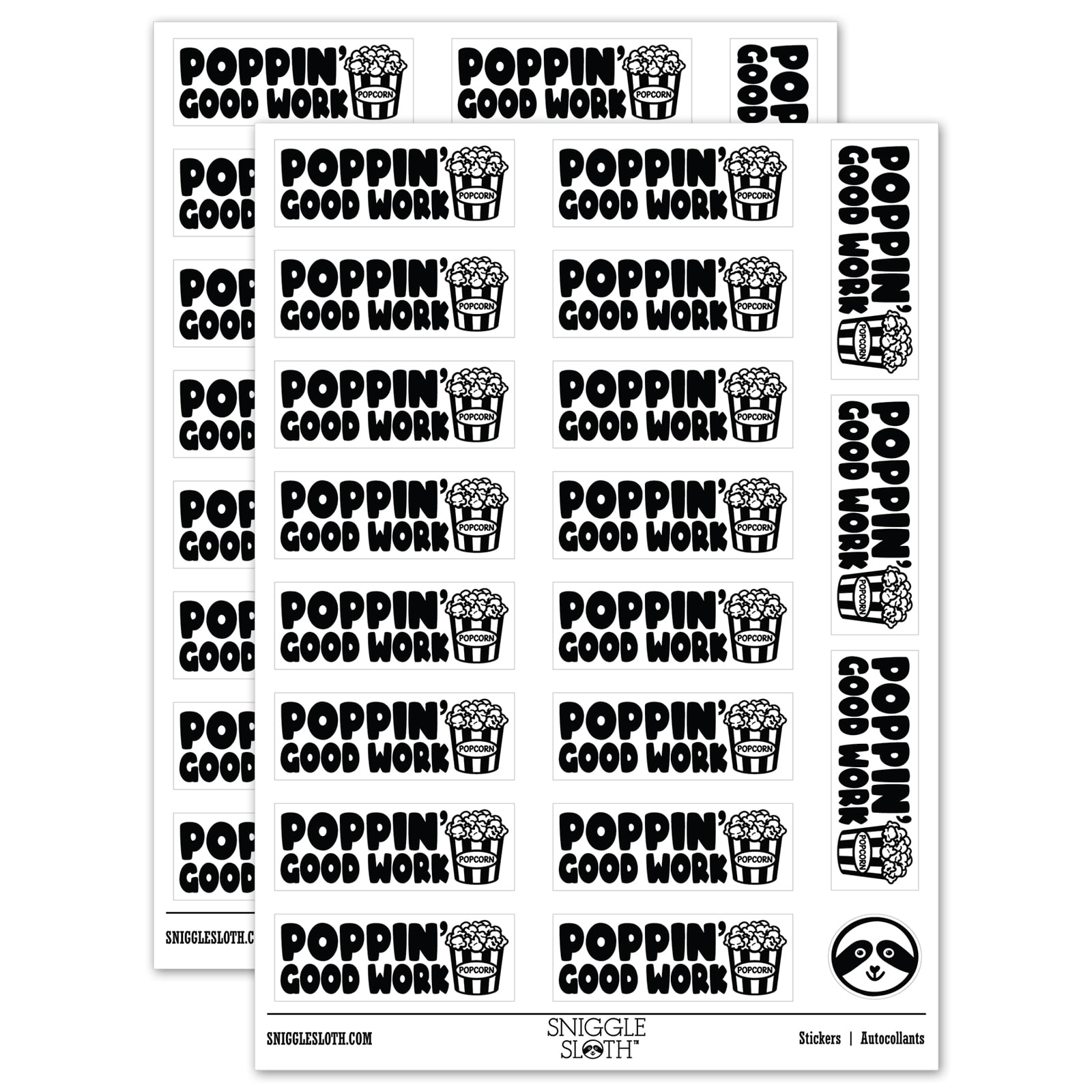 Poppin' Good Work Popcorn Teacher Student School Sticker Set - White ...