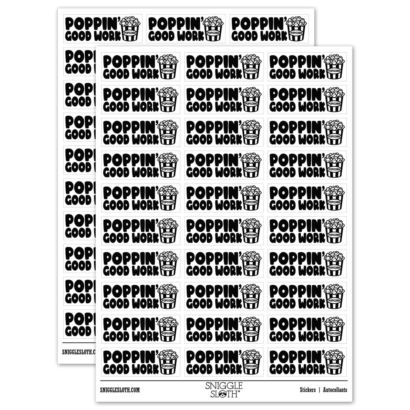 Poppin' Good Work Popcorn Teacher Student School Sticker Set - White ...
