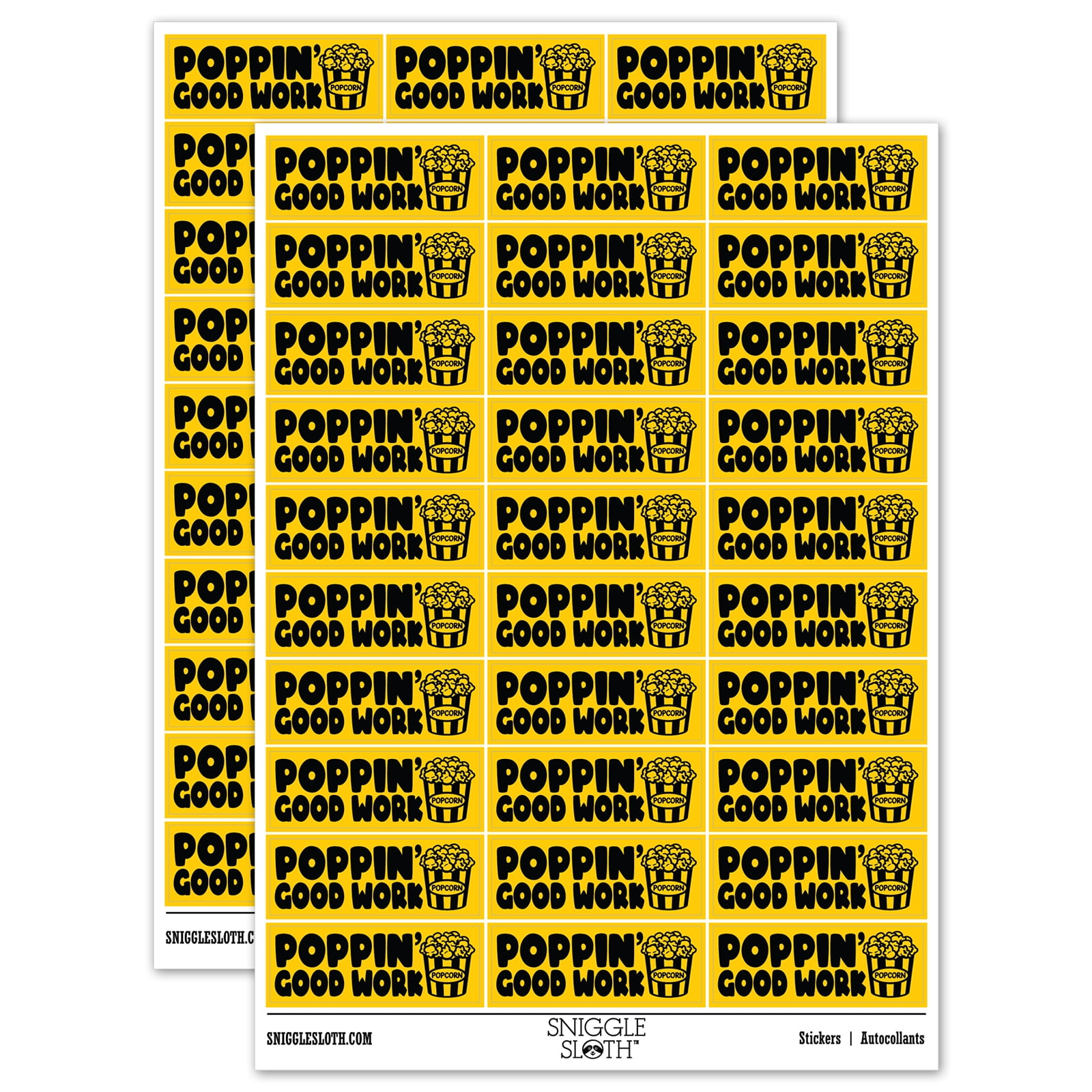 Poppin' Good Work Popcorn Teacher Student School Sticker Set - Yellow ...
