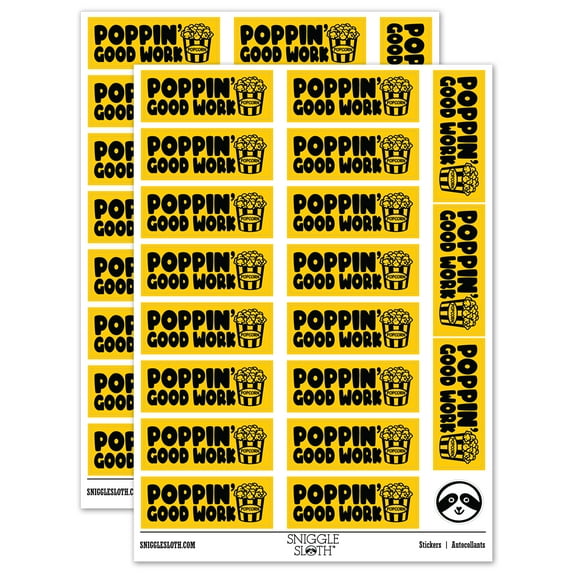 Poppin' Good Work Popcorn Teacher Student School Sticker Set - Yellow ...