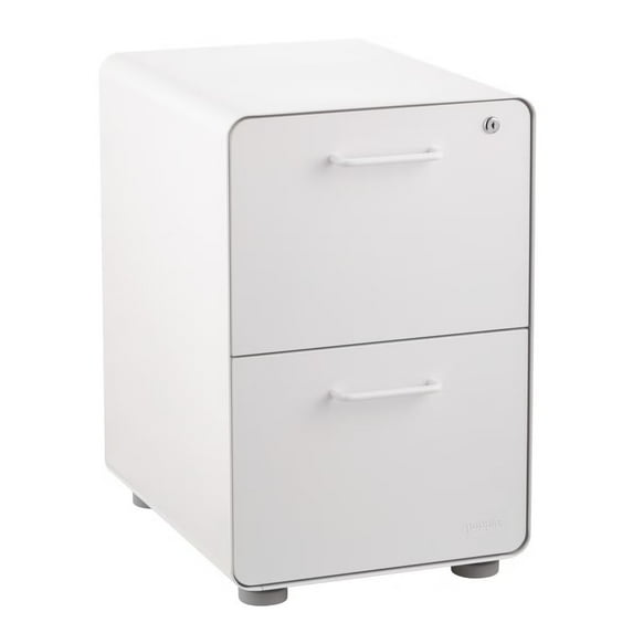 Poppin, Office File Cabinet, 2-Drawer Stow, White, Fits Standard Desks ...