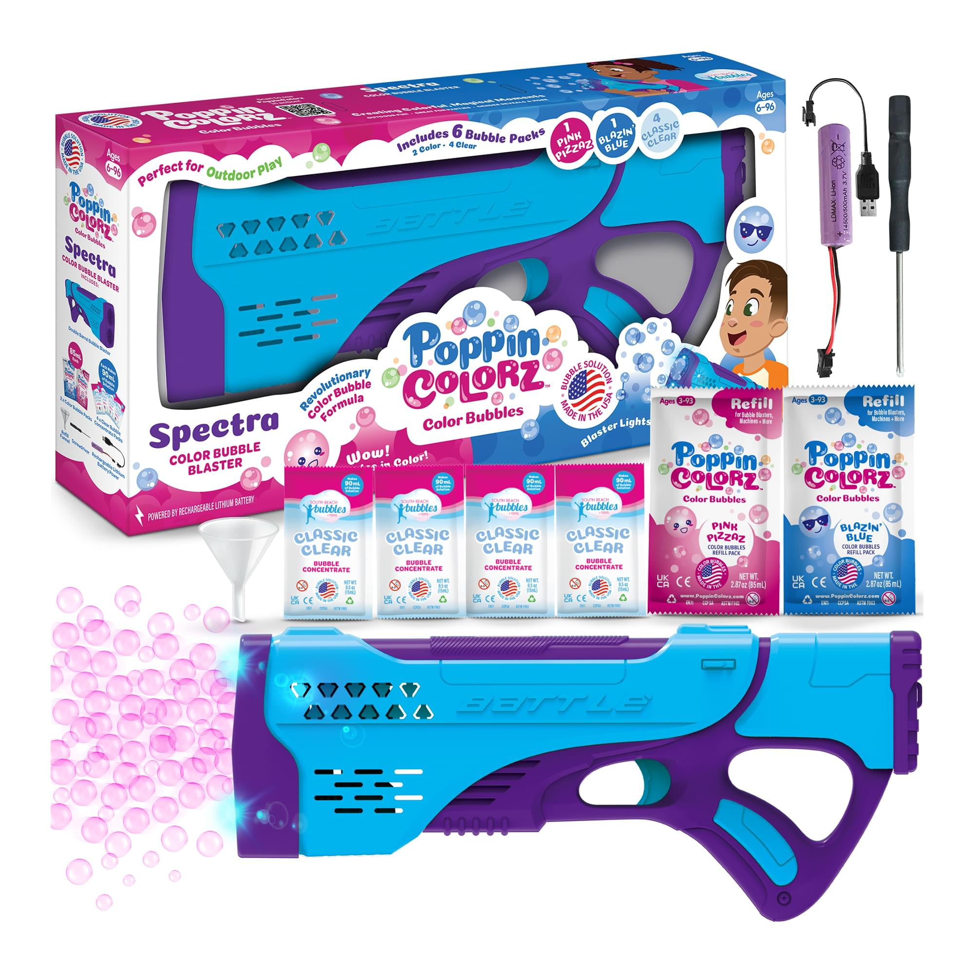 PoppinColorz Rechargeable Spectra Bubble Blaster - Walmart.com